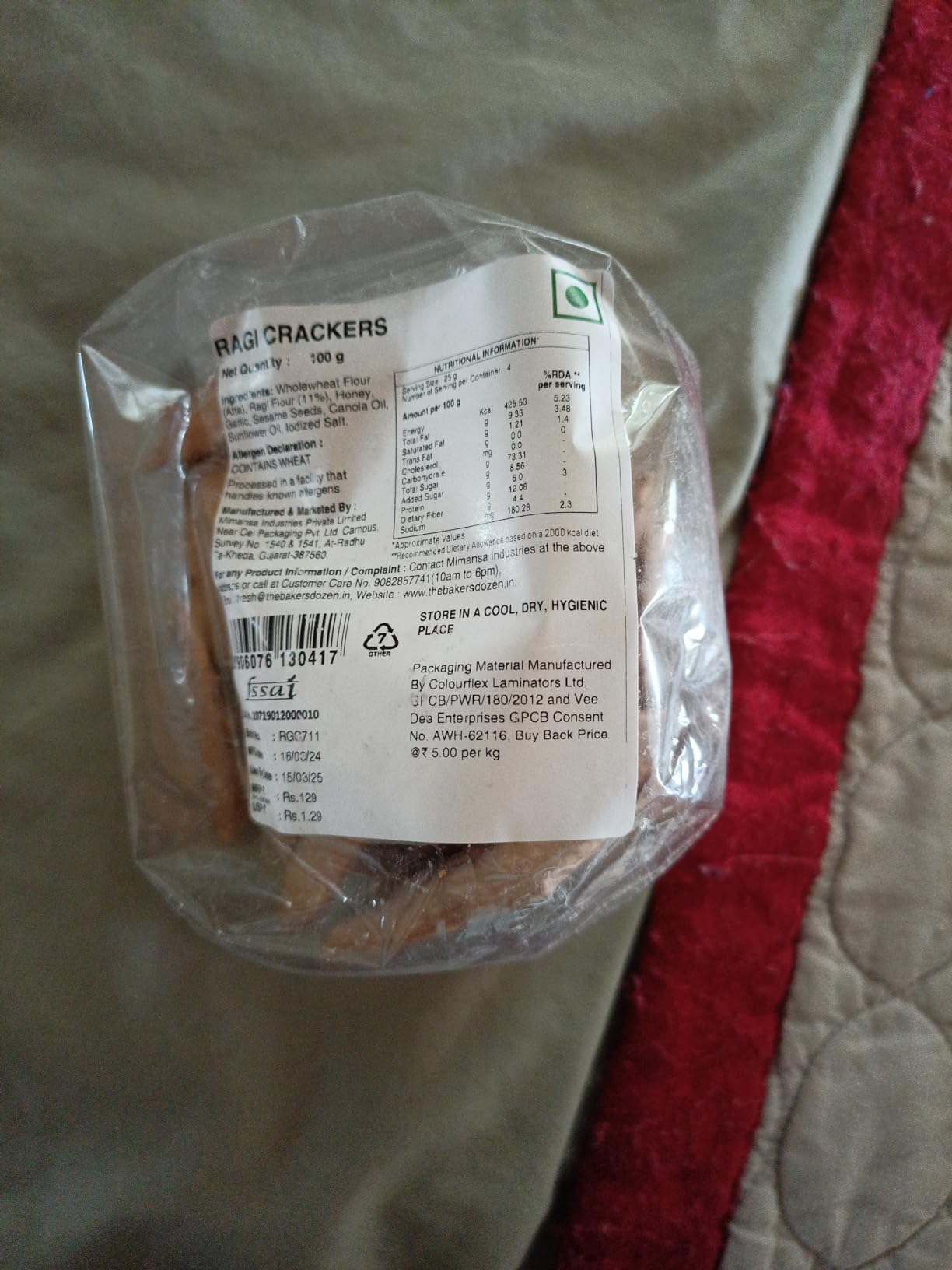 The Baker's Dozen Ragi Crackers Bag, 100 g : Amazon.in: Grocery ...