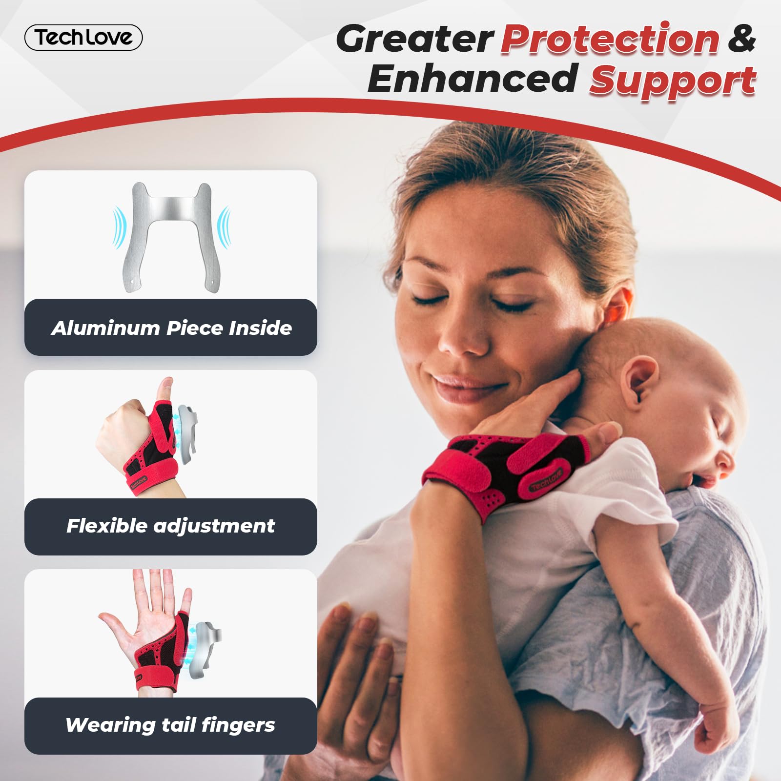 Buy Tech Love Thumb Brace, Wrist and Thumb Support, Thumb Brace Right ...