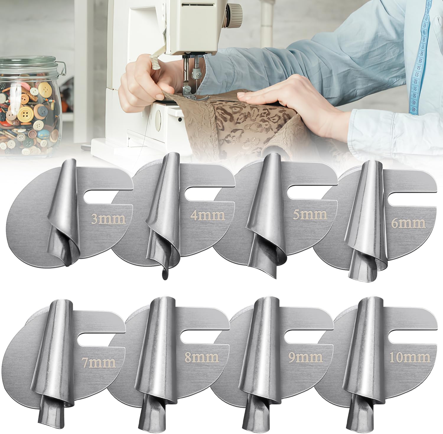 Amazon.com: Sewing Rolled Hemmer Foot Set,8PCS [3/4/5/6/7/8/9/10 mm ...