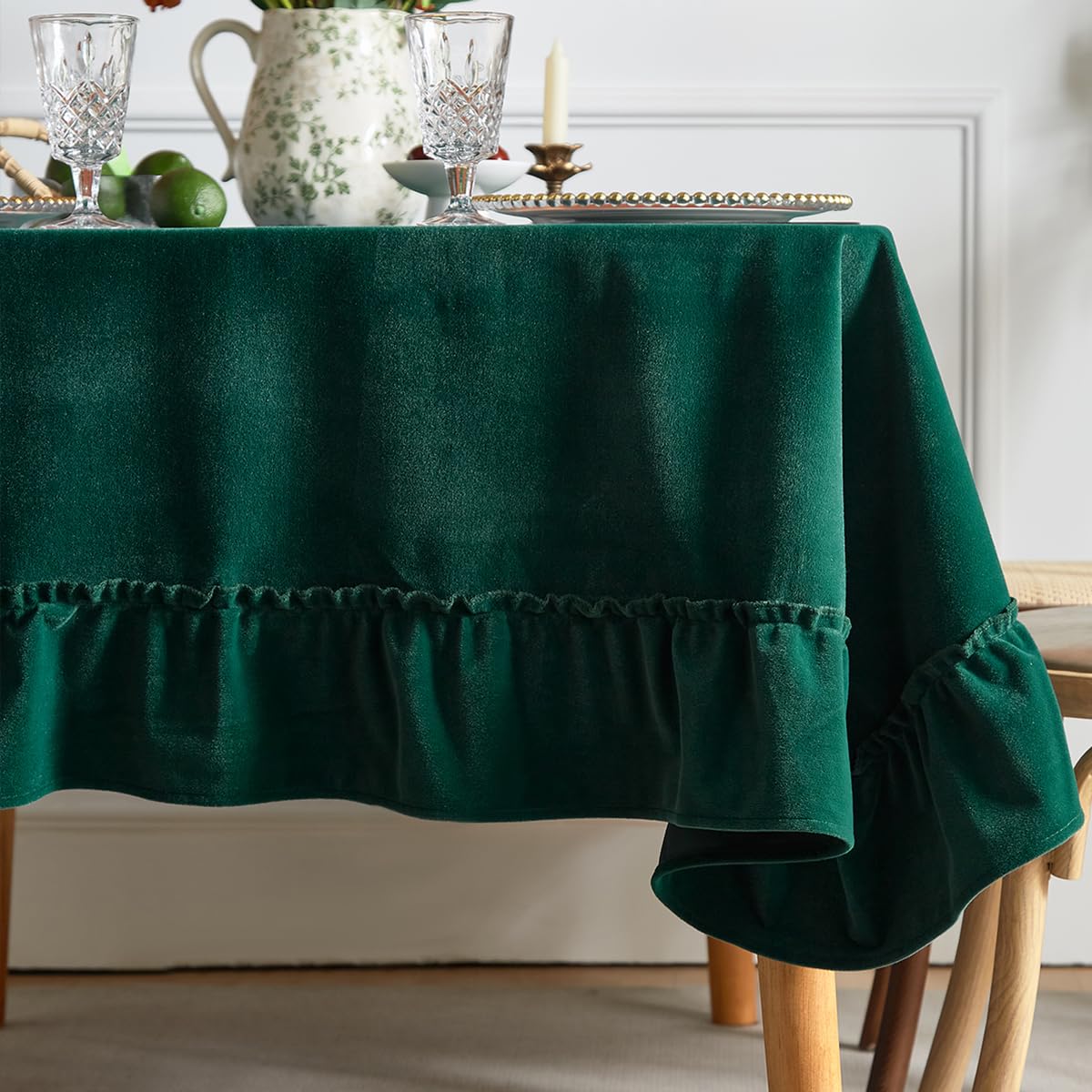 Amazon.com: Tootop Soft Luxurious Velvet Tablecloth Ruffled Solid Color ...