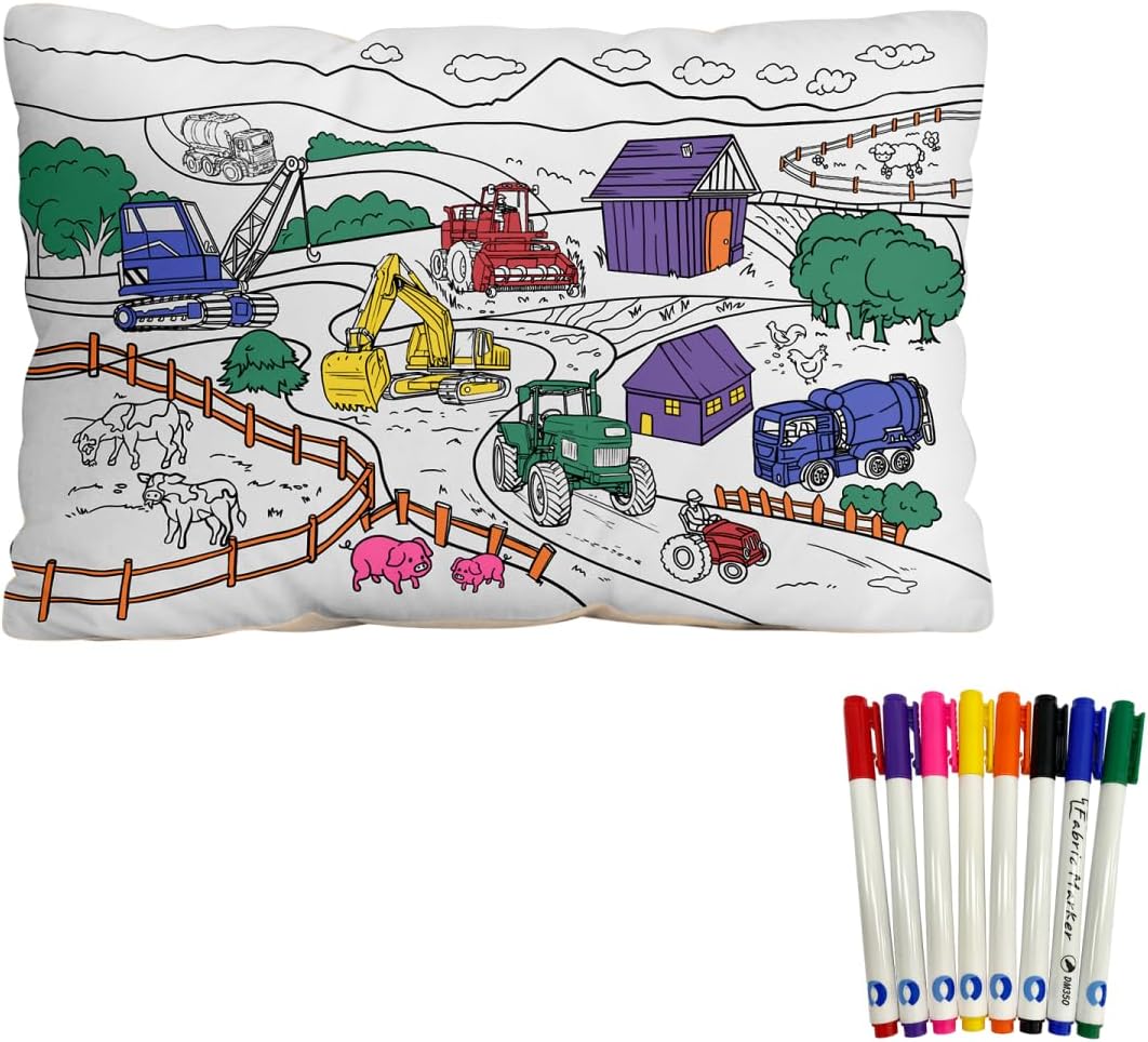 Amazon.com: Fkwergsy Coloring Fram Pillow Case for Coloring DIY Arts ...