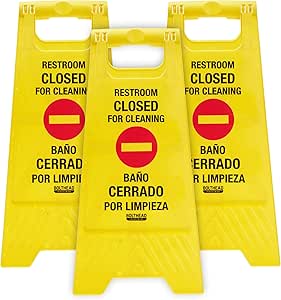 Amazon.com: Letrero bilingüe para baño cerrado para limpieza, doble ...