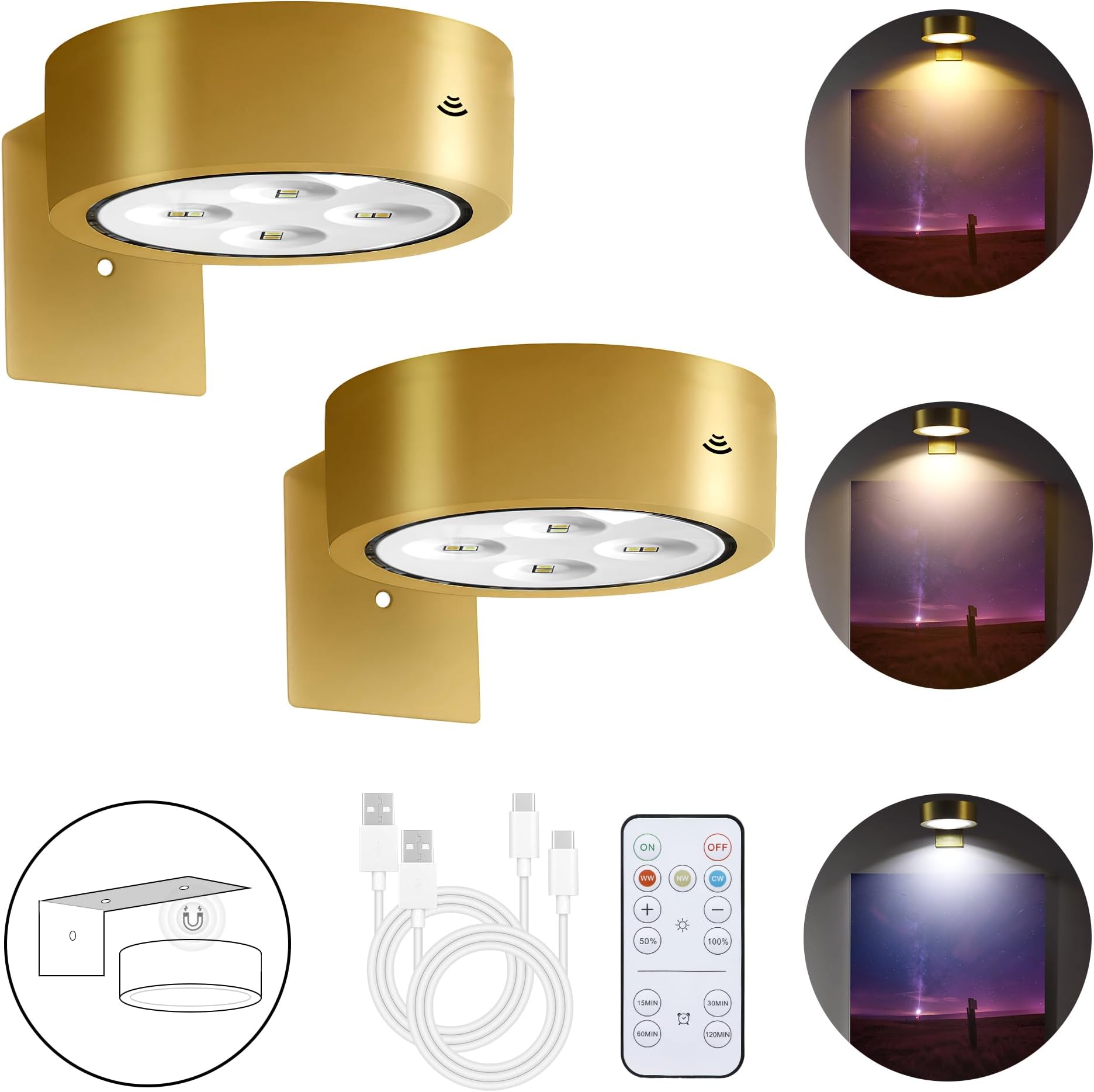 4-Pack Wireless Battery Operated Painting Light with Remote Control,13 ...