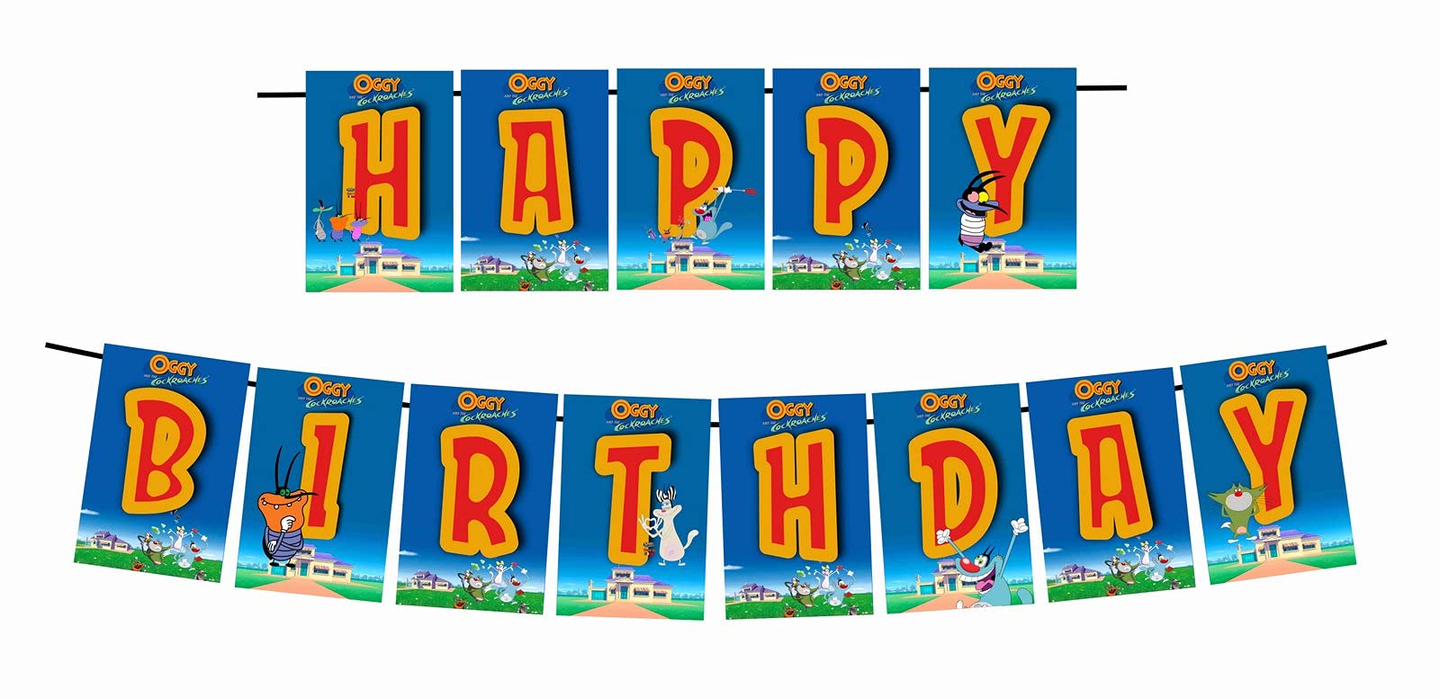 Buy Balloonistics Oggy and The Cockroaches Theme Kids Birthday Banner ...