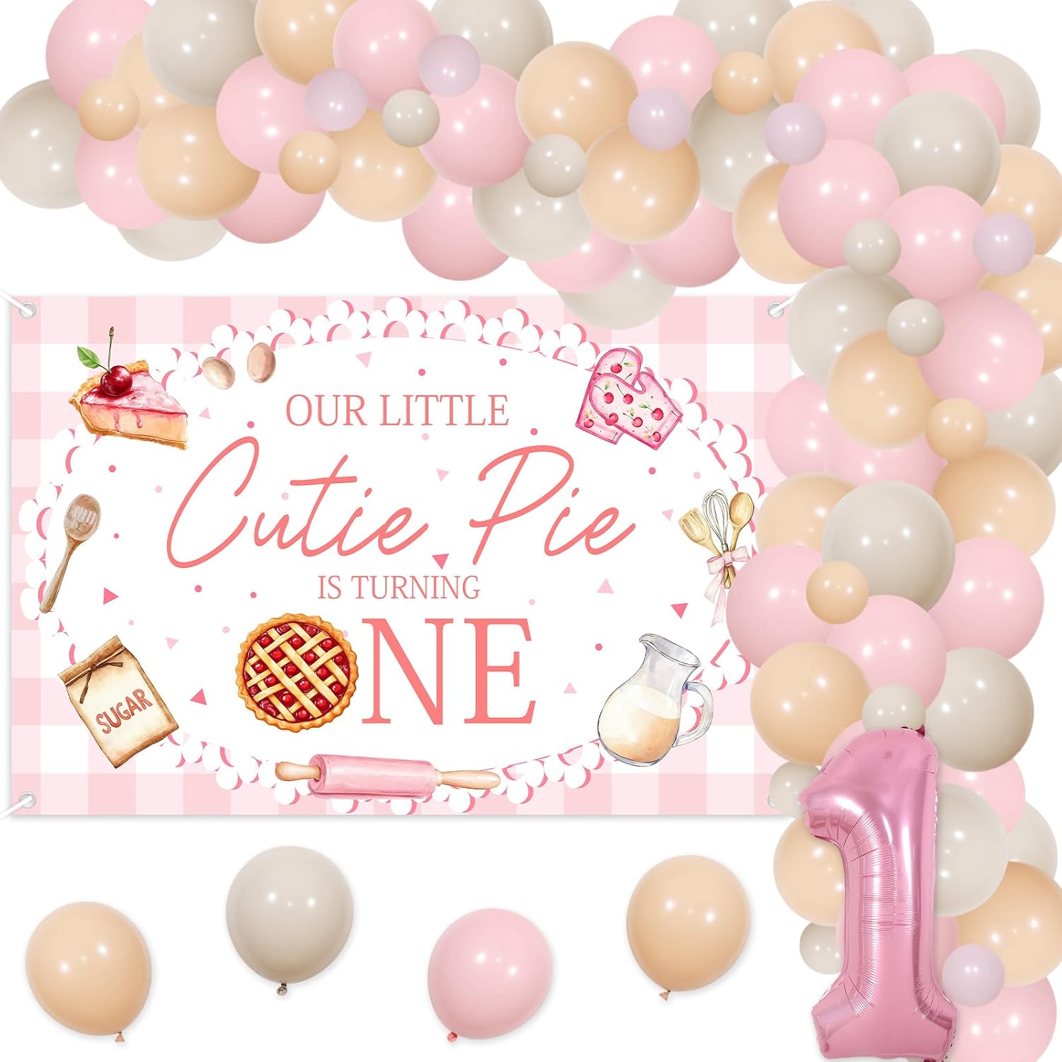 Amazon.com: Balterever Cutie Pie First Birthday Decors for Girls Our ...