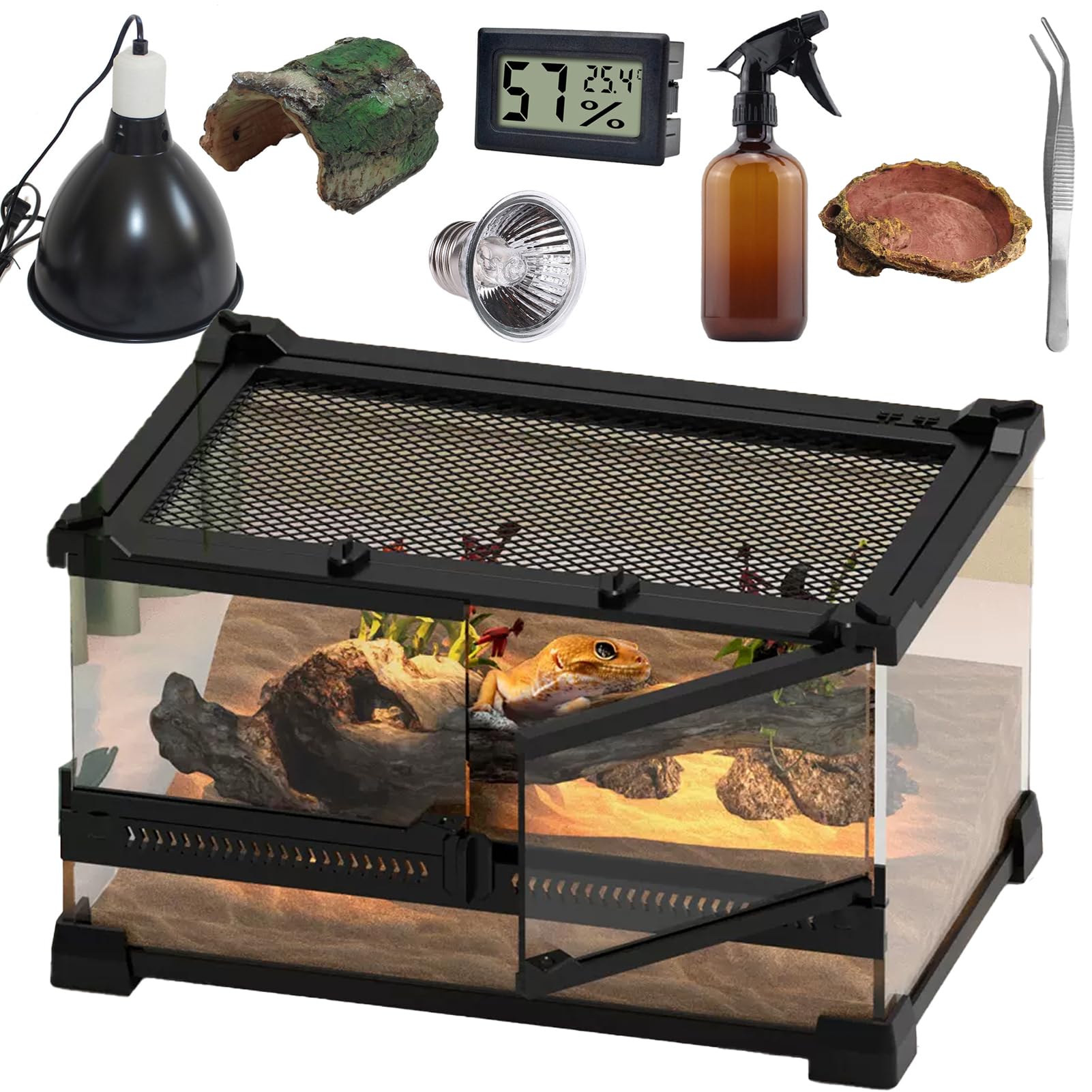 Buy Reptile Glass Terrarium Kit (8 Pieces) 12 * 8 * 8 in,Double Door ...