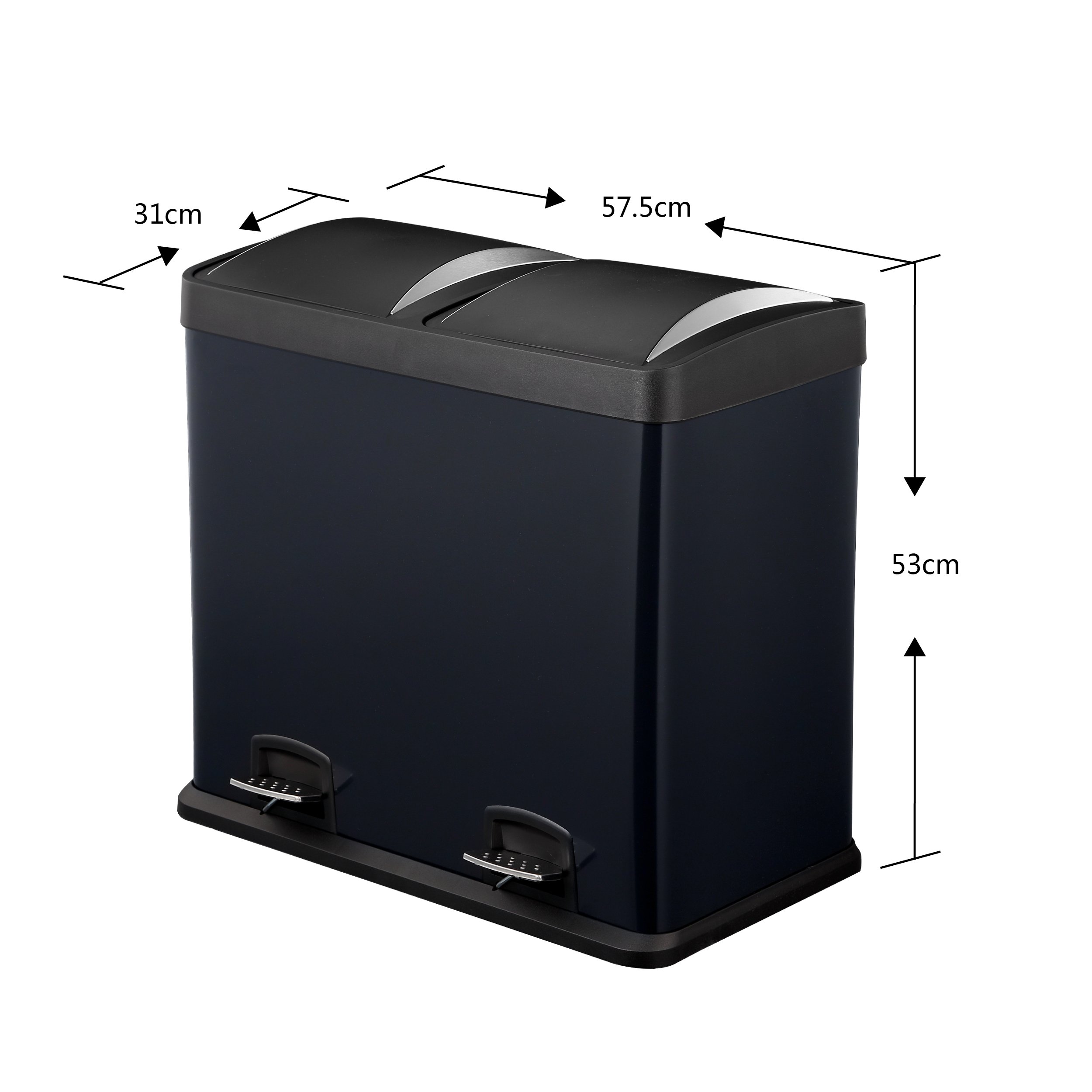 Dual Recycling Bin 48l By Harima Black Rubbish Bin Food | Desertcart ...