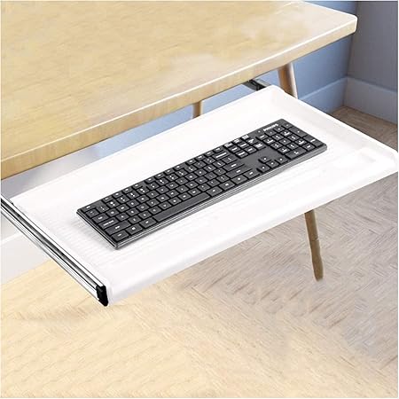 XIAOYUE Computer Keyboard Platform Tray, White Slide-Out Keyboard ...