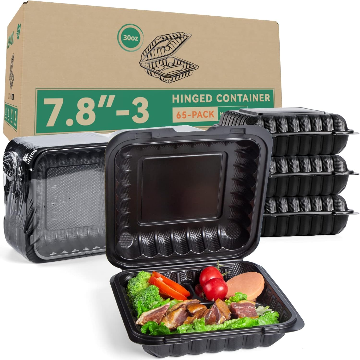 Amazon.com: LEOBOX Meal Prep Containers, 65 Pack Clamshell Food ...