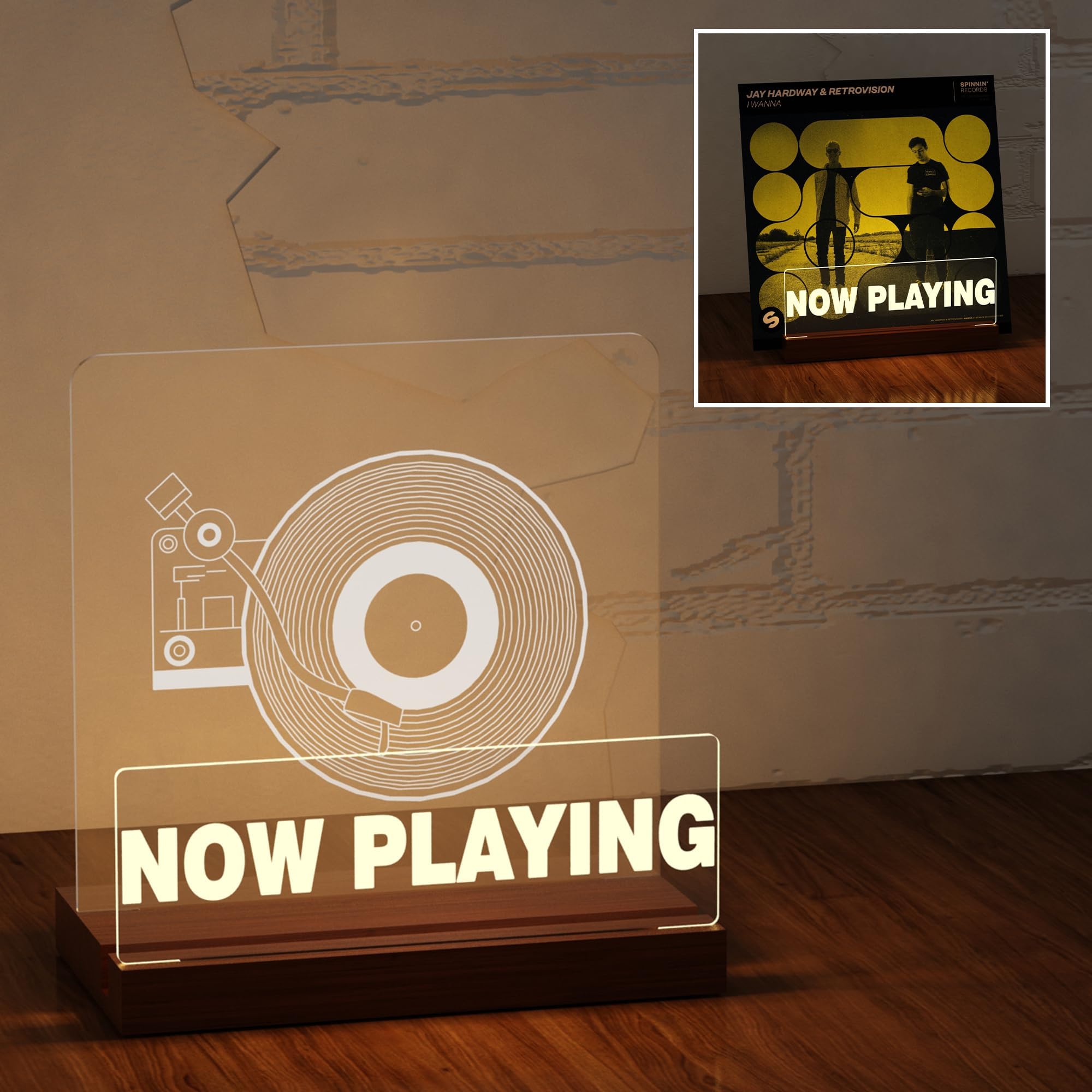 Amazon.com - Woodoulogy Now Playing Lighting Vinyl Record Stand,Wooden ...