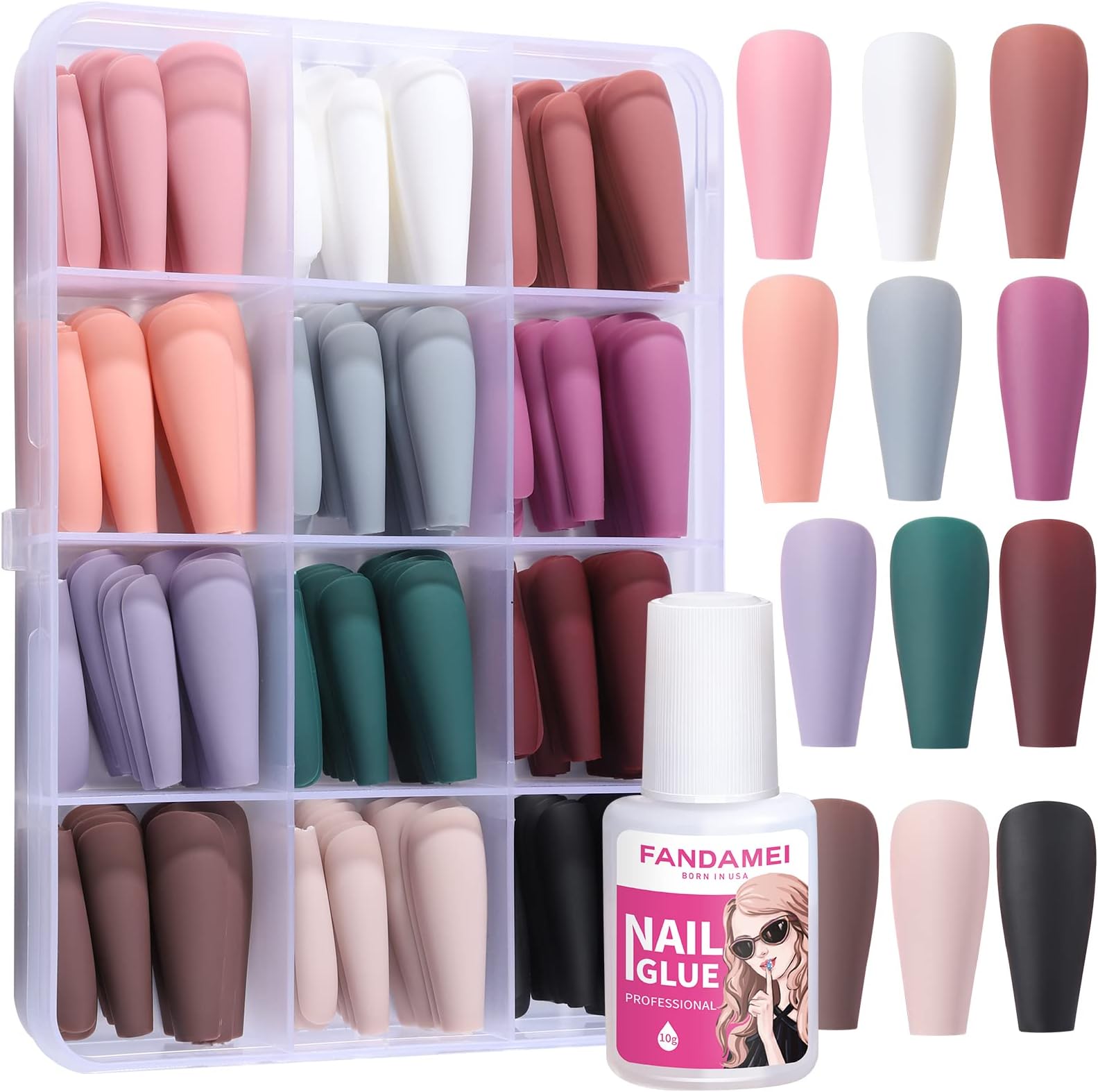 Amazon.com: 24 Pcs Ombre Pink Press on Nails Medium Coffin Square ...