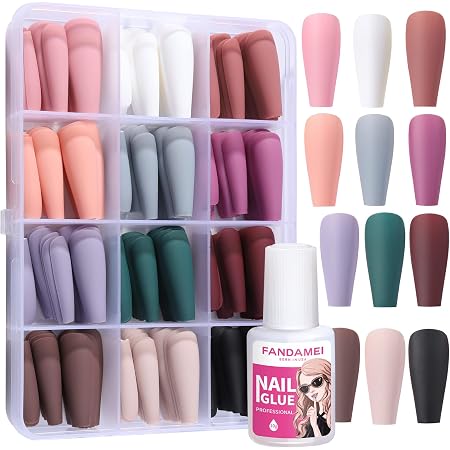 Amazon.com: Press on Nails, FANDAMEI 12 Packs 288PCS Matte Acrylic ...