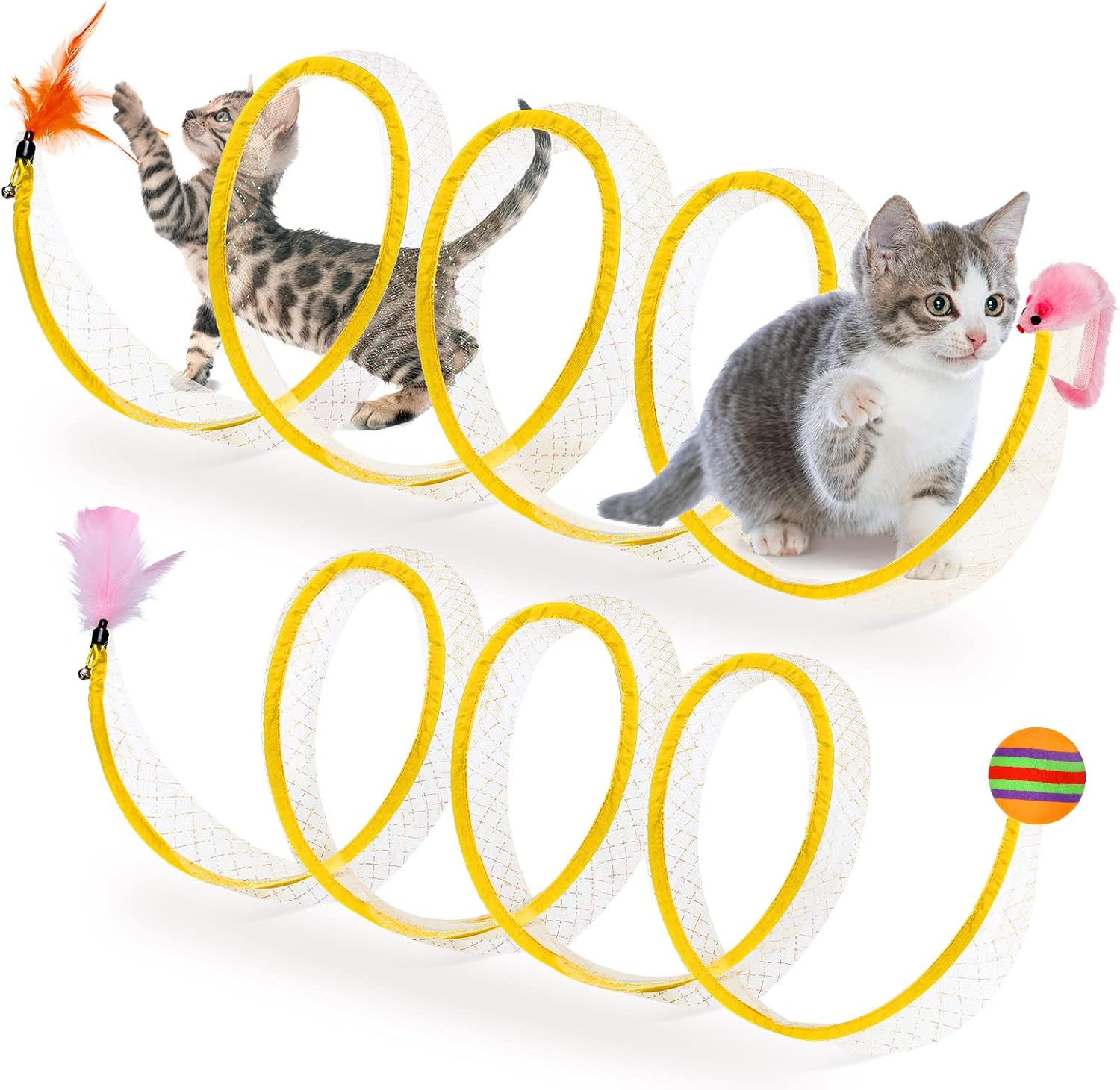 Amazon.com: Geetery 2 Pcs Cat Tunnel Tube Toy Folded Cat Tunnel for ...