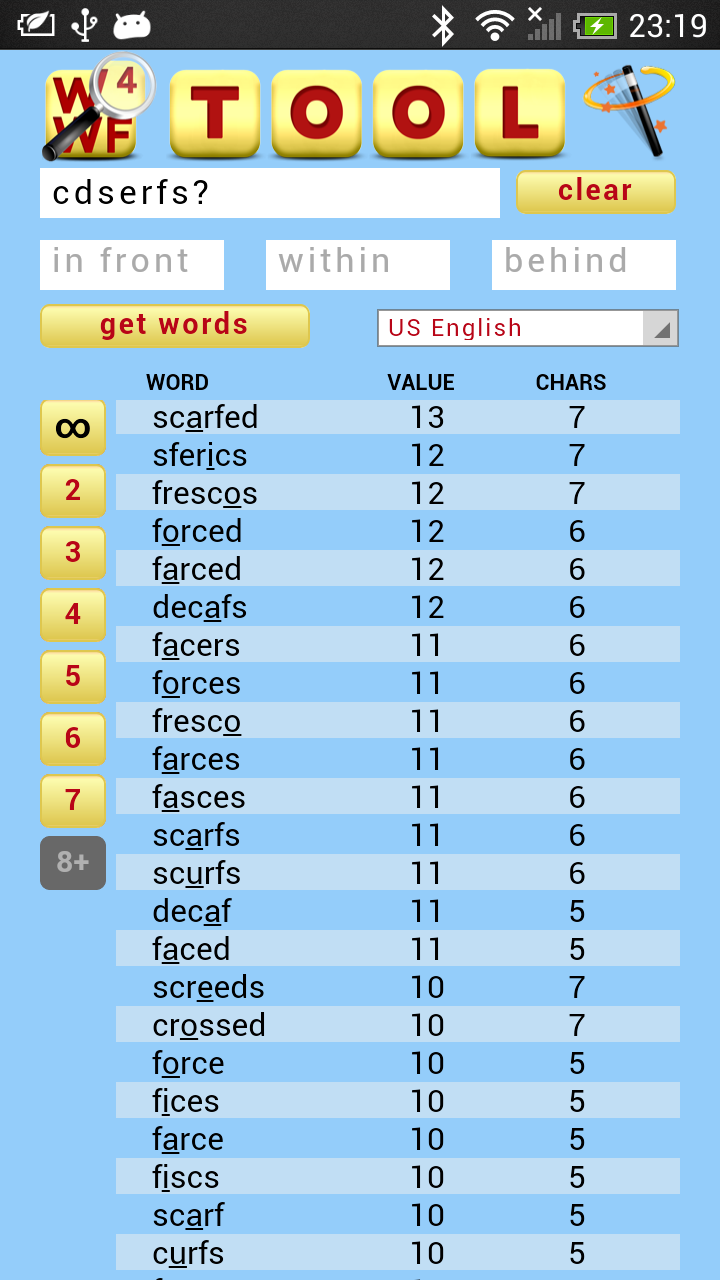 WWF Tool: Helper & Finder for Words with Friends - App on Amazon Appstore