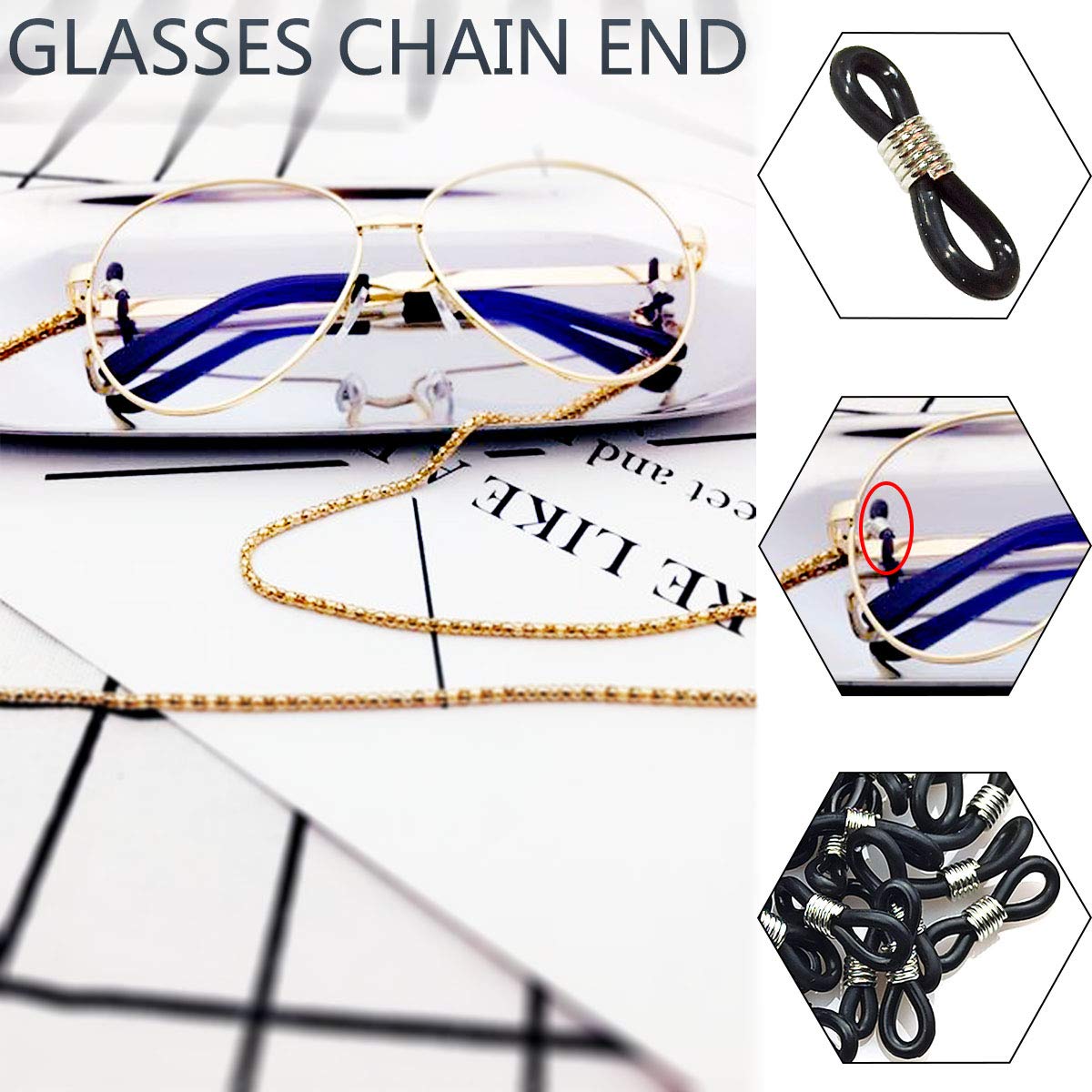 Snapklik.com : TTSAM 20 Pieces Eyeglass Chain Ends Adjustable Rubber ...