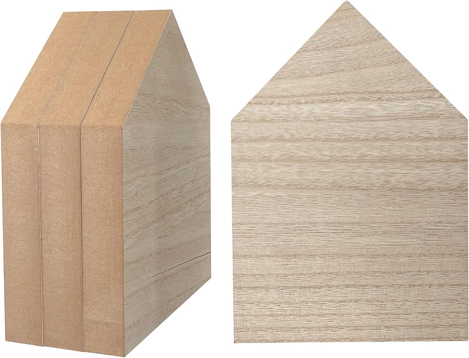 Amazon.com: 4 Pack 8 Inch Wooden House Shape Block Unfinished Wood ...