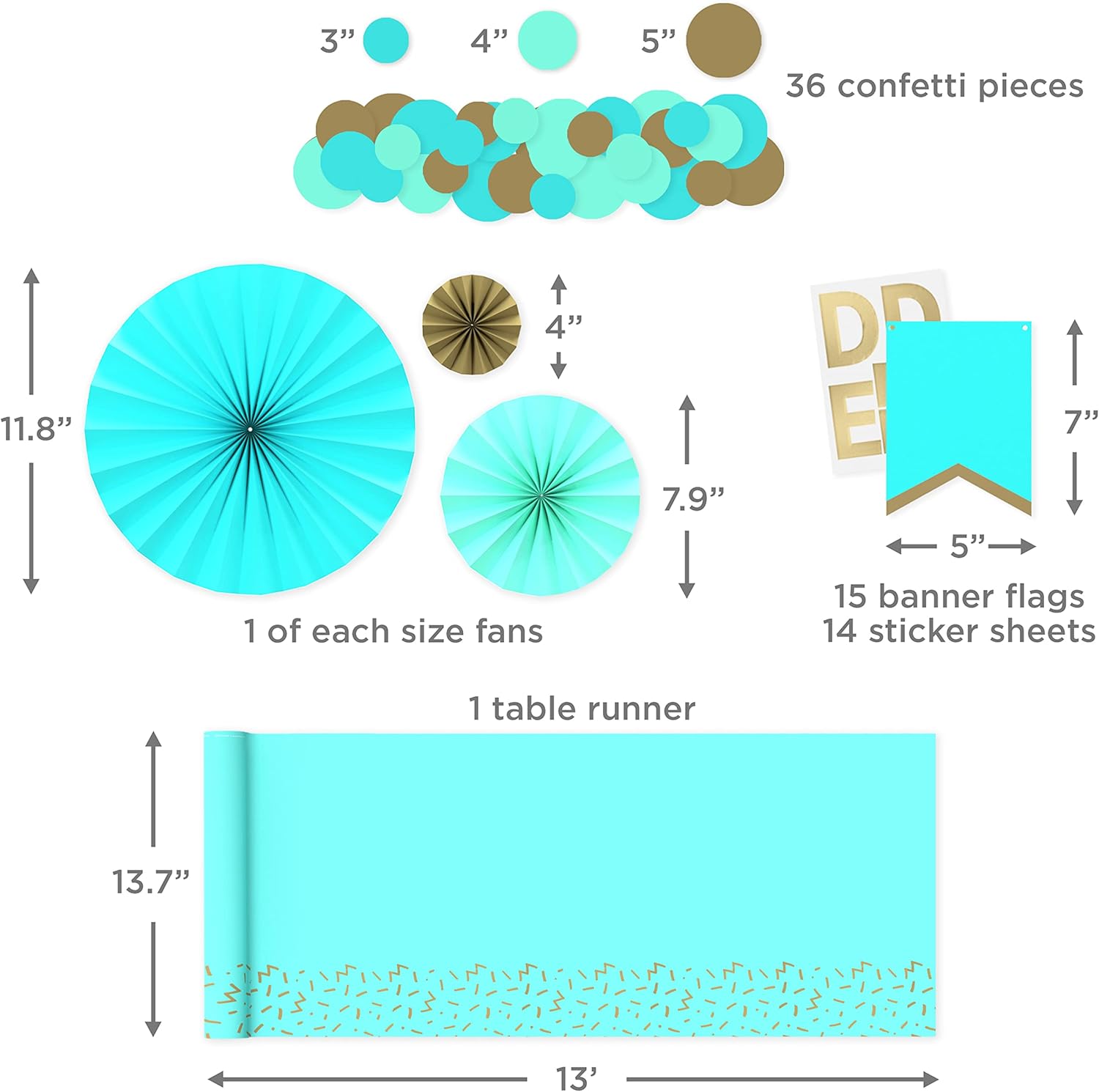 Buy Crayola Hallmark Color Pop Party Decorations Set - Aquamarine Blue ...