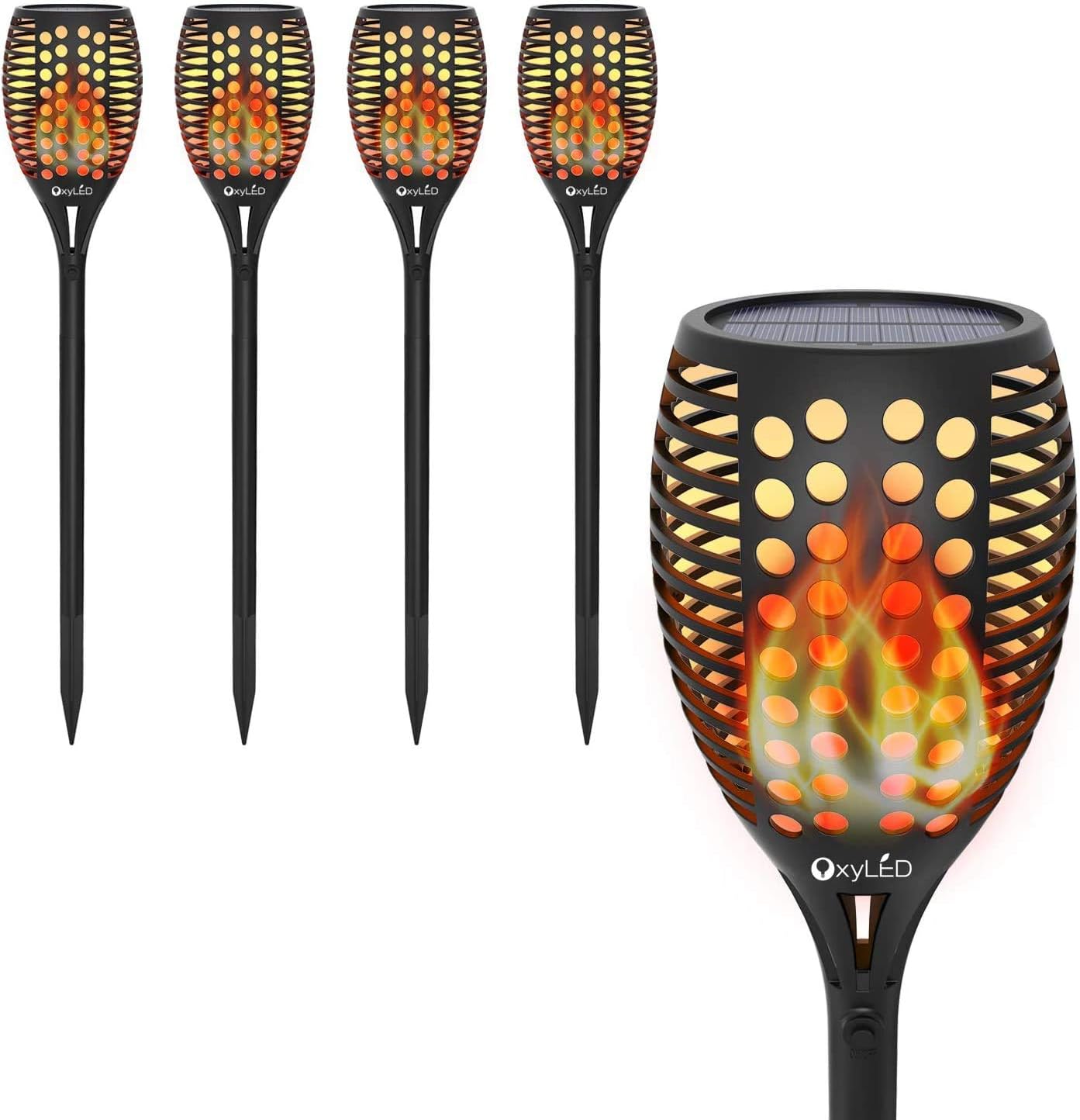 Solar Torch Lights Outdoor, OxyLED Solar Light Flickering Flames, LED ...