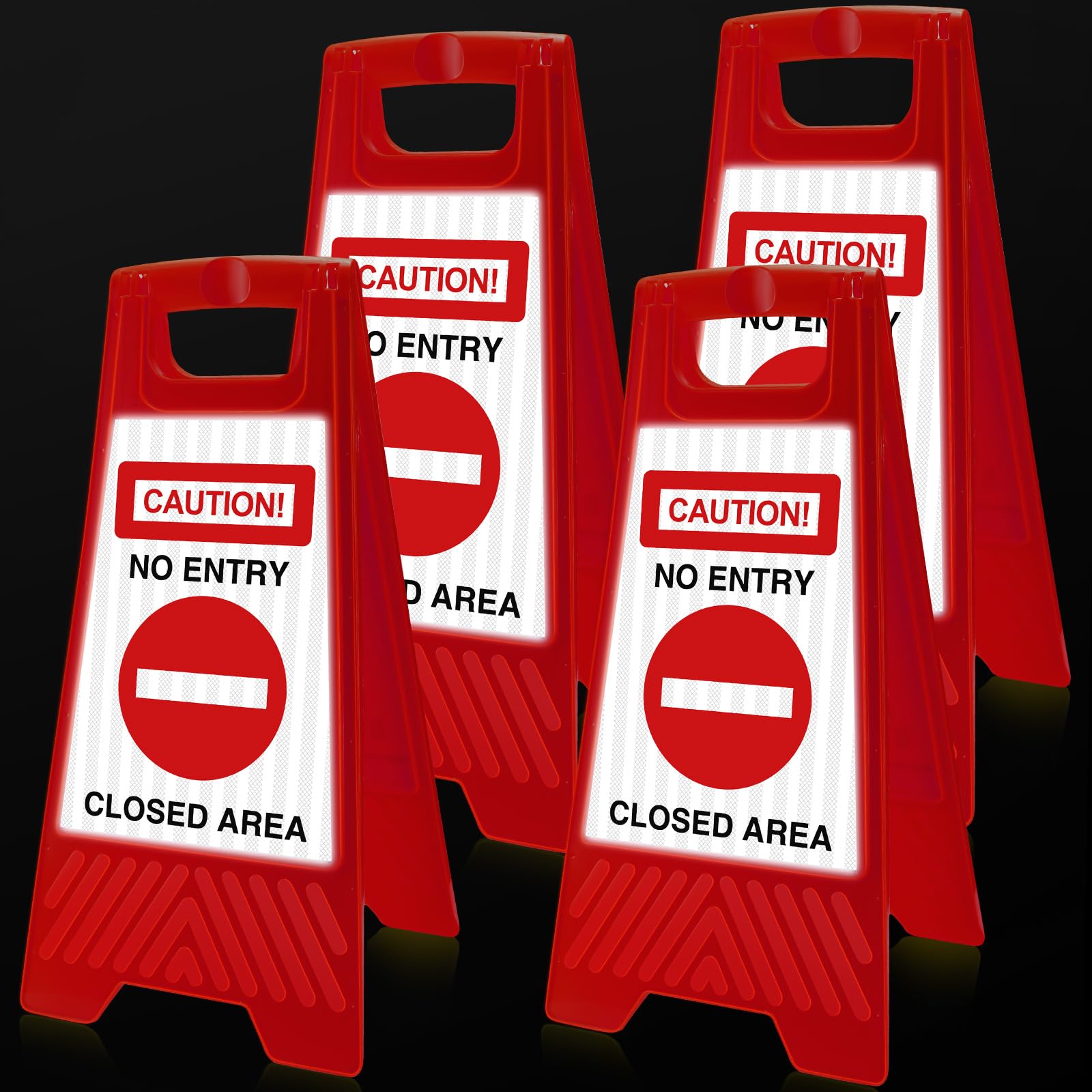 Two Sided Warning Signs 4-Pack Reflective No Entry Signs - 24 Inch ...