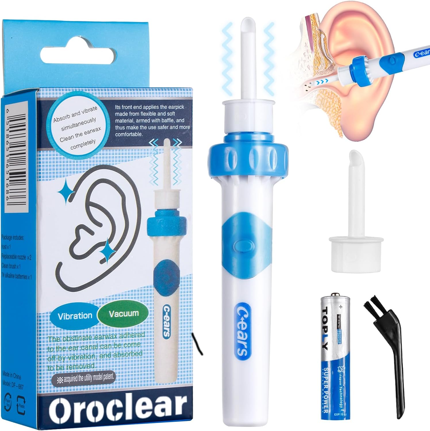 Oroclear Earwax Remover, Electric Vacuum Suction Earwax Remover with ...