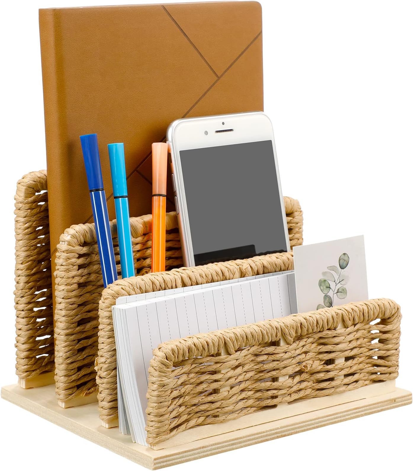 Amazon.com : Qunclay Woven Desk Mail Organizer Holders Vertical Mail ...