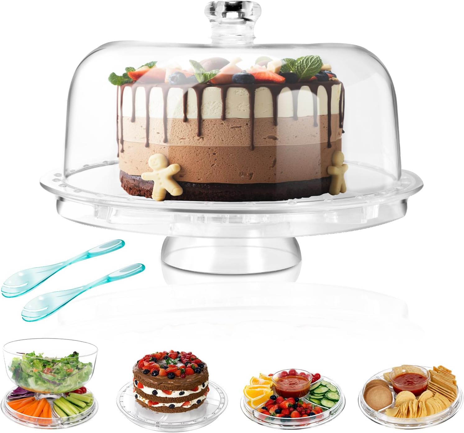 OZD Cloche a Gateau Transparent, Presentoir a Gateau Multifonctionelle ...