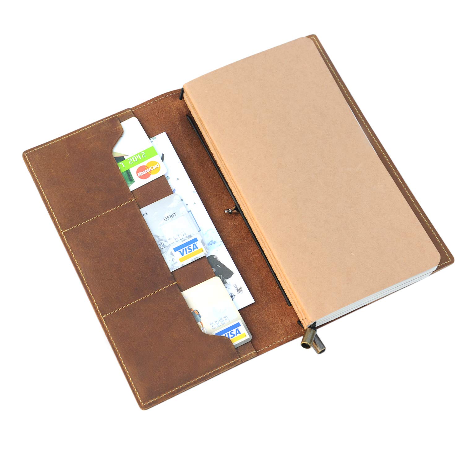 Leather Travel Journal with Pockets - Wanderings® Refillable Notebook ...