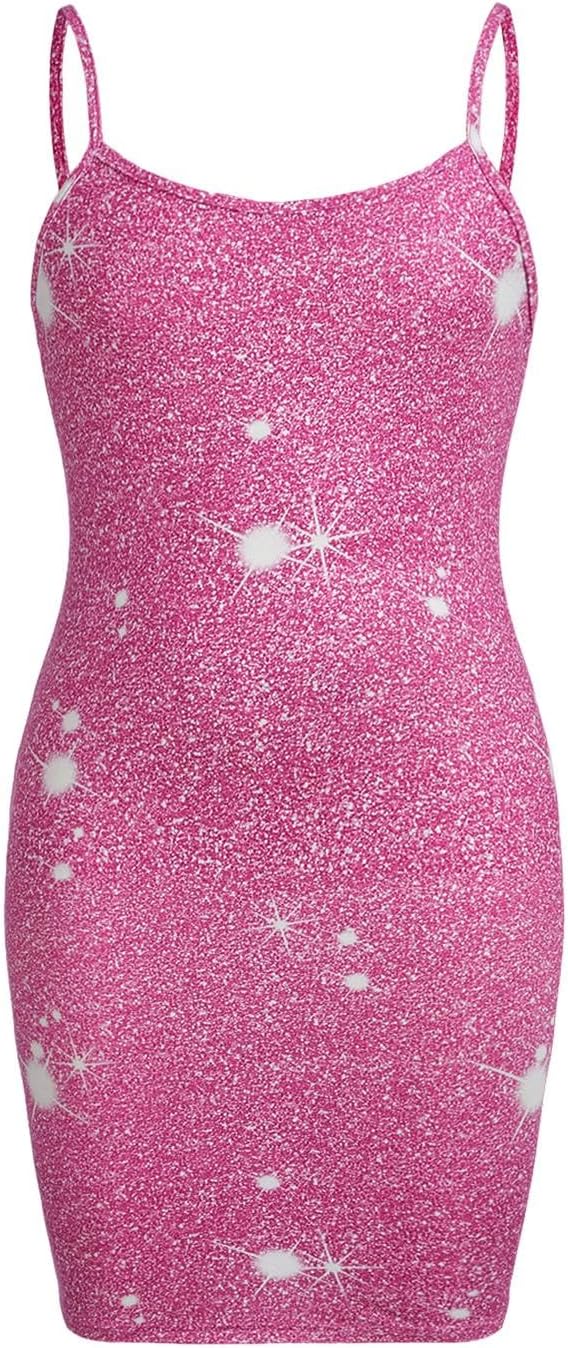 Amazon.com: WDIRARA Girl's Contrast Sequin Sleeveless Dress Spaghetti ...