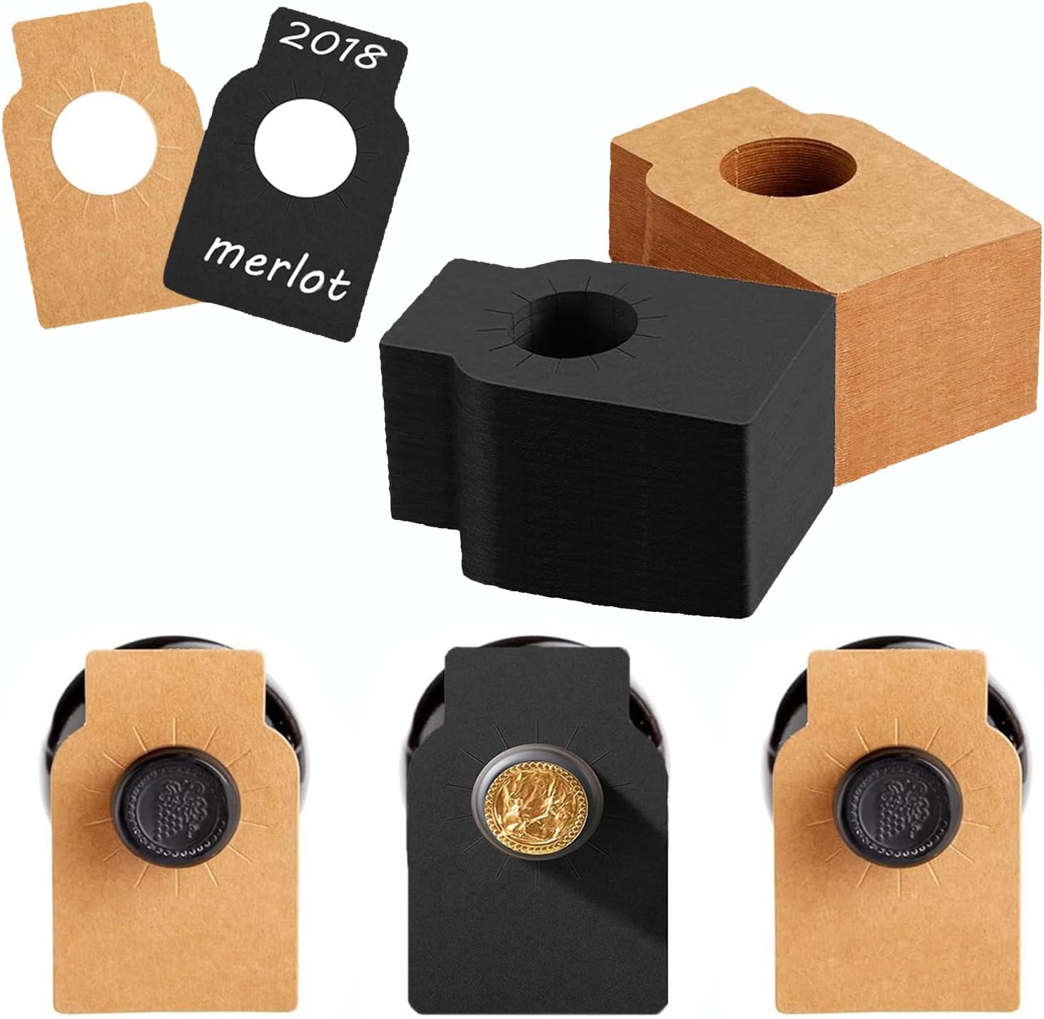 Amazon.com: Wine Bottle Tags Kraft Paper - 200 Count - Wine Cellar ...