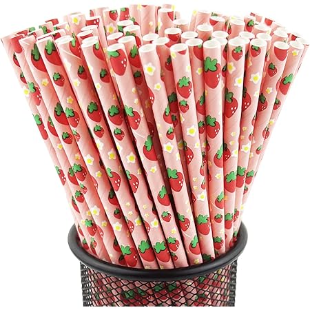 Amazon.com: Strawberry Party Straws (25 Pack) - Great for Strawberry ...