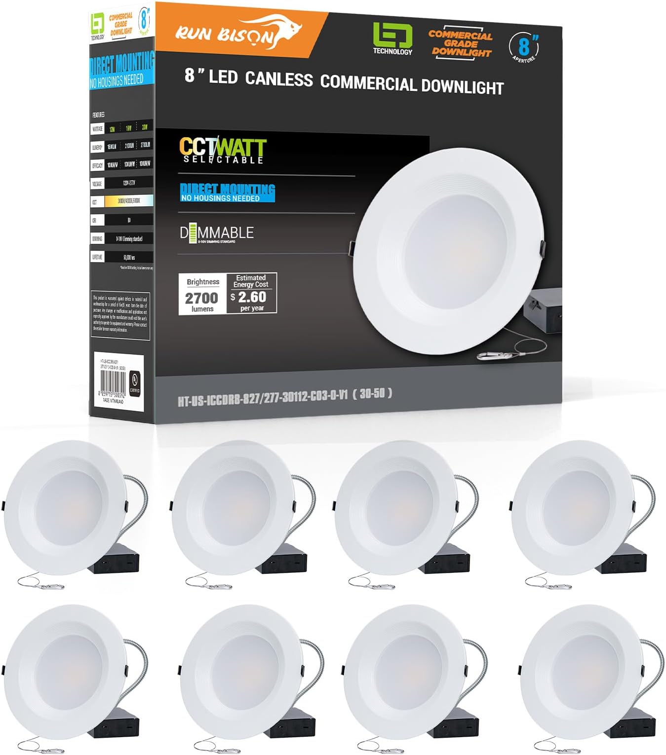 HALO HLB LED Recessed Lighting 8 inch Thin Canless w/Selectable Lumens ...