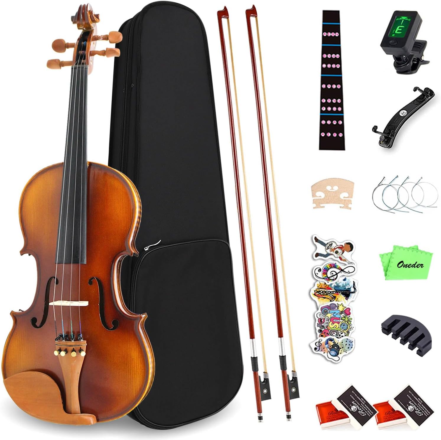 Amazon.com: Oneder Premium Tiger-Pattern 4/4 Violin Set for Adults ...
