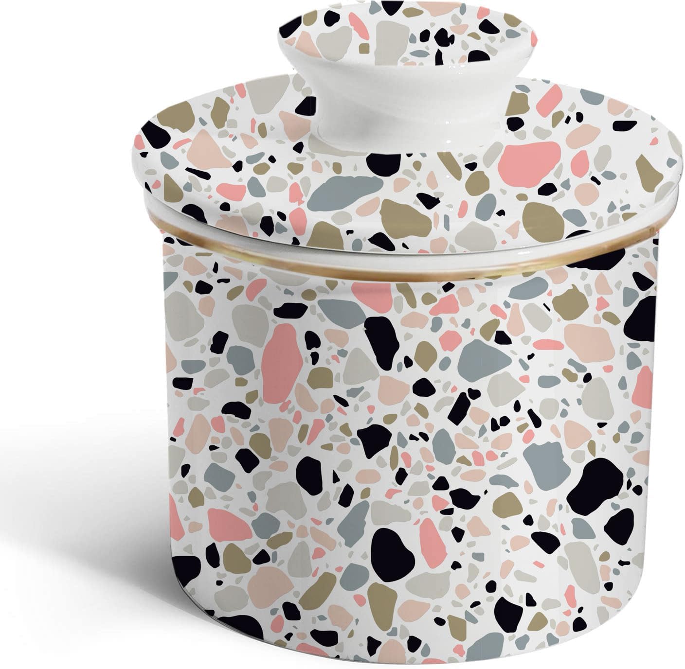 Amazon.com | LEAZUL Ceramic Butter Dish With Pink Terrazzo Marble Print ...