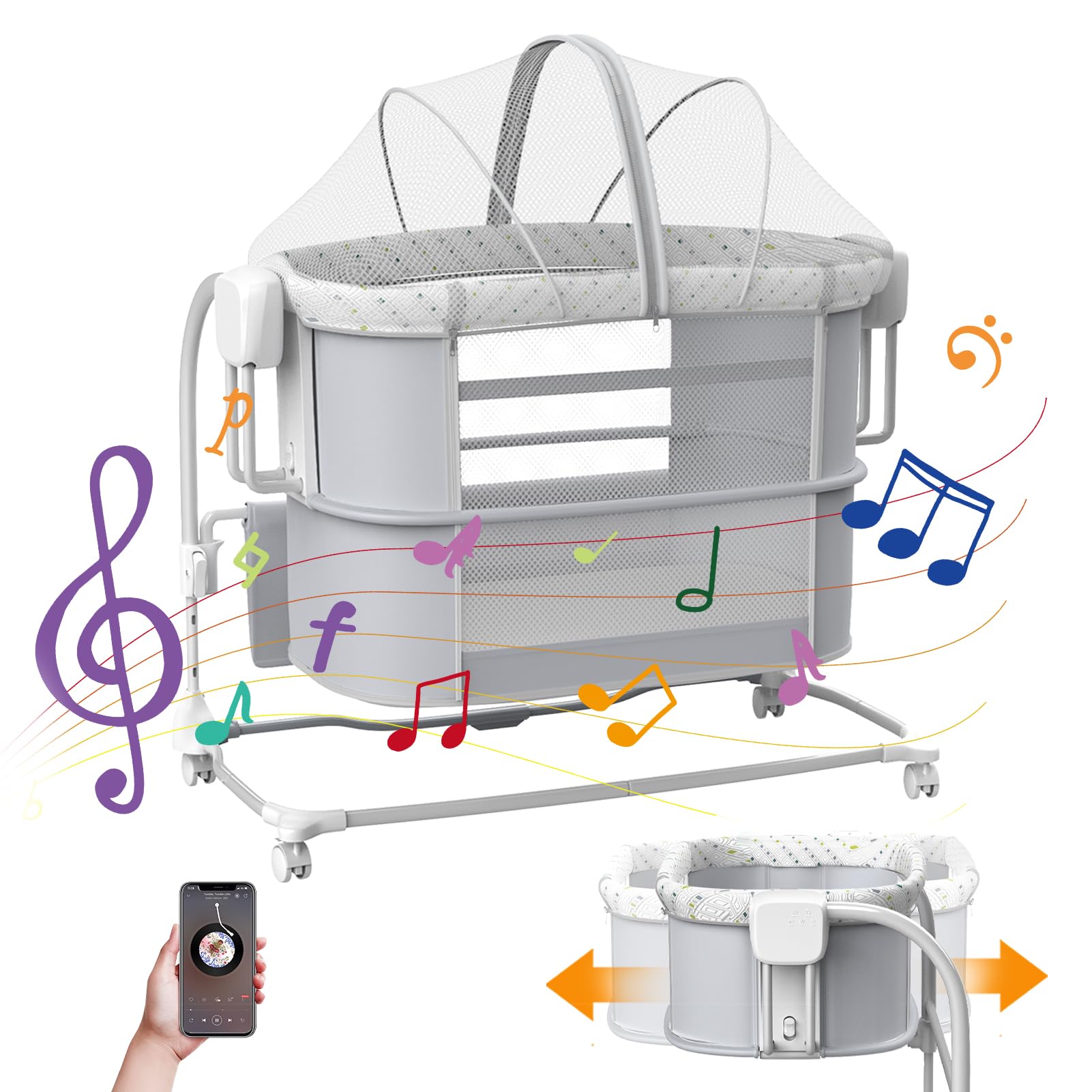 Amazon.com: Electric Baby Bassinet, Rocking Bassinet for Baby, 5 and 1 ...