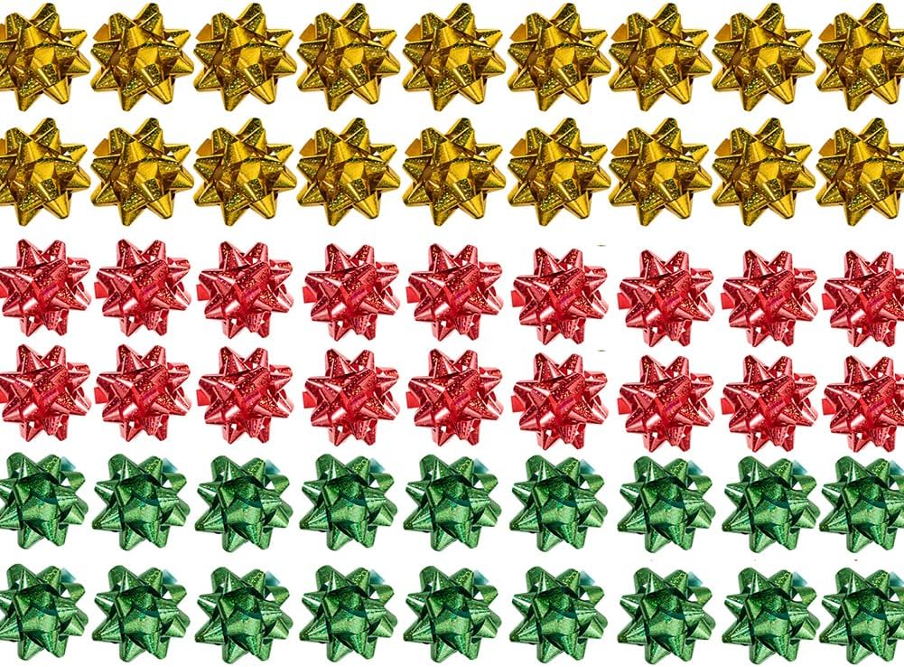 Amazon.com: 120 Pack Christmas Mini Bows, Self-Adhesive Pre-Made Gift ...