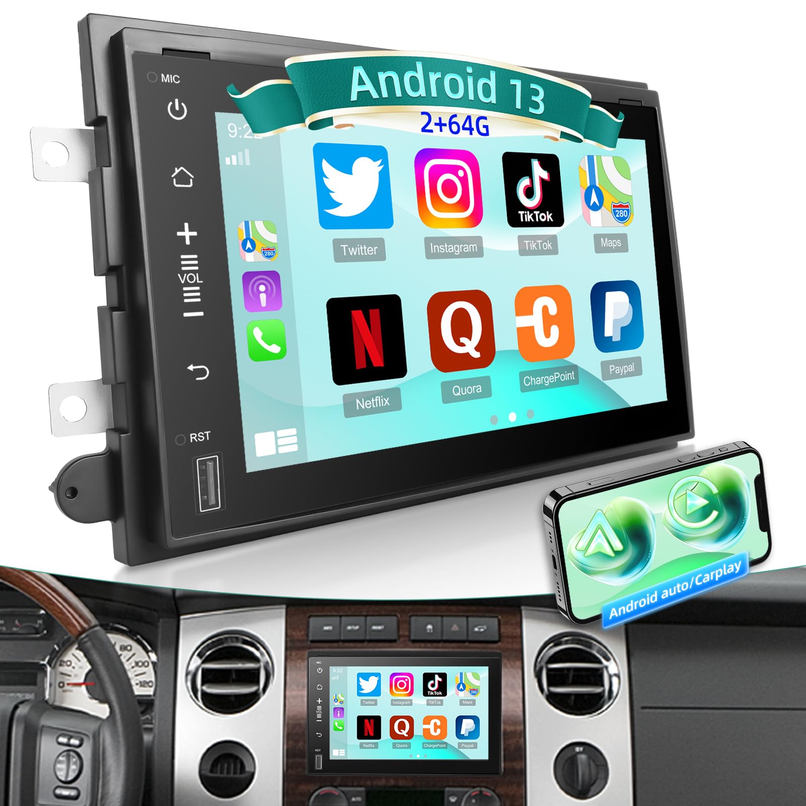 Amazon.com: [2G+64G] Car Radio for Ford F150 F250 F350 Fusion Edge ...