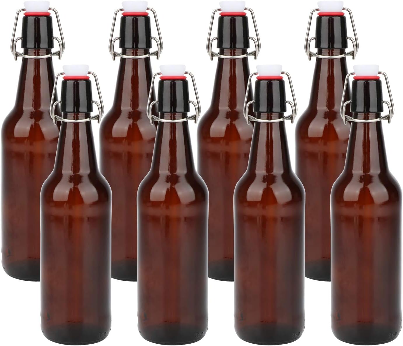 Amazon.com: YEBODA 16 oz Amber Glass Beer Bottles for Home Brewing with ...