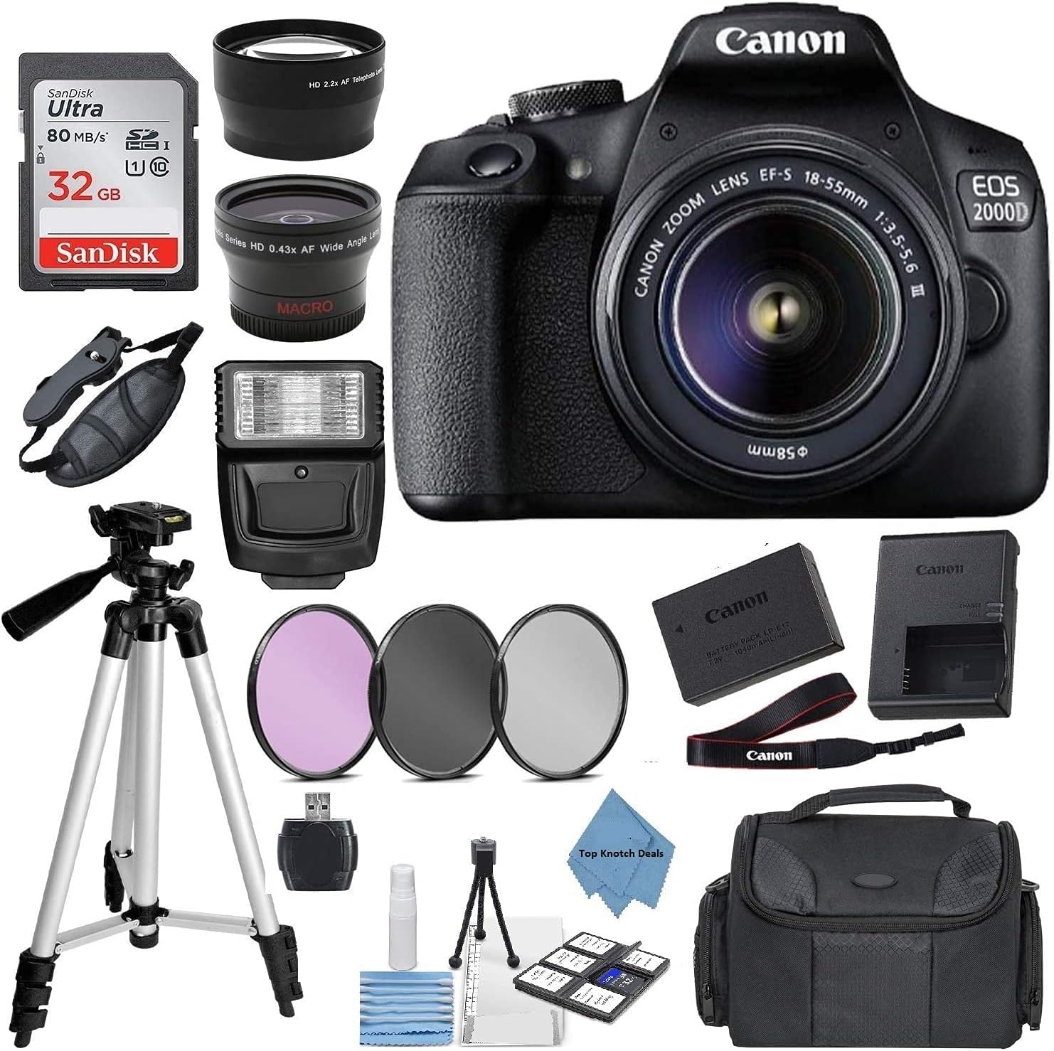 Amazon.com : Canon EOS 2000D / Rebel T7 DSLR Camera w/EF-S 18-55mm f/3. ...