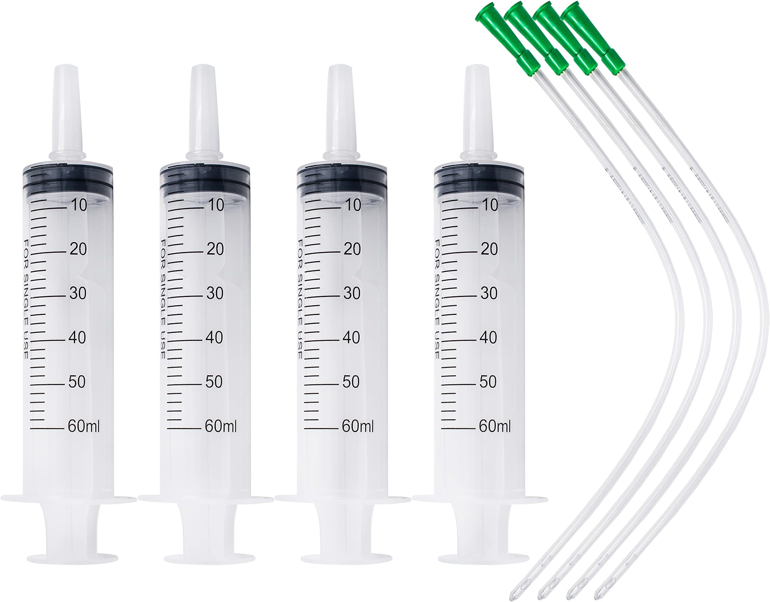 Amazon.com: 4pcs 60ml Plastic Syringe with long Tube for Scientific ...
