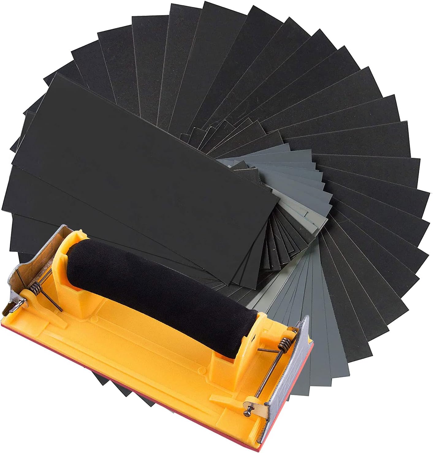 bluesail 50 Pcs, Wet and Dry Sandpaper with Sanding Block Sander for ...