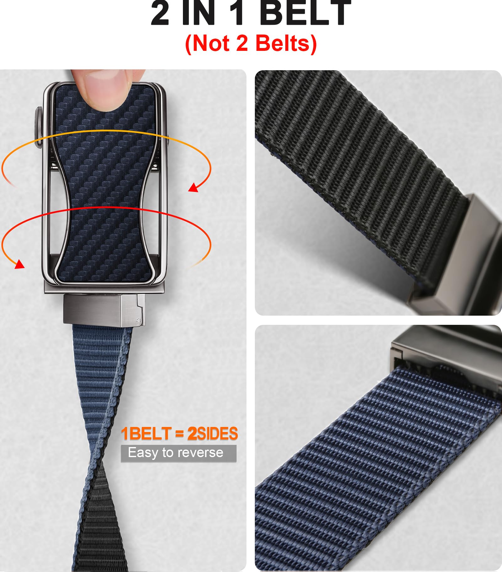 Snapklik.com : BULLIANT Mens Ratchet Belt Reversible,Web Nylon Casual ...