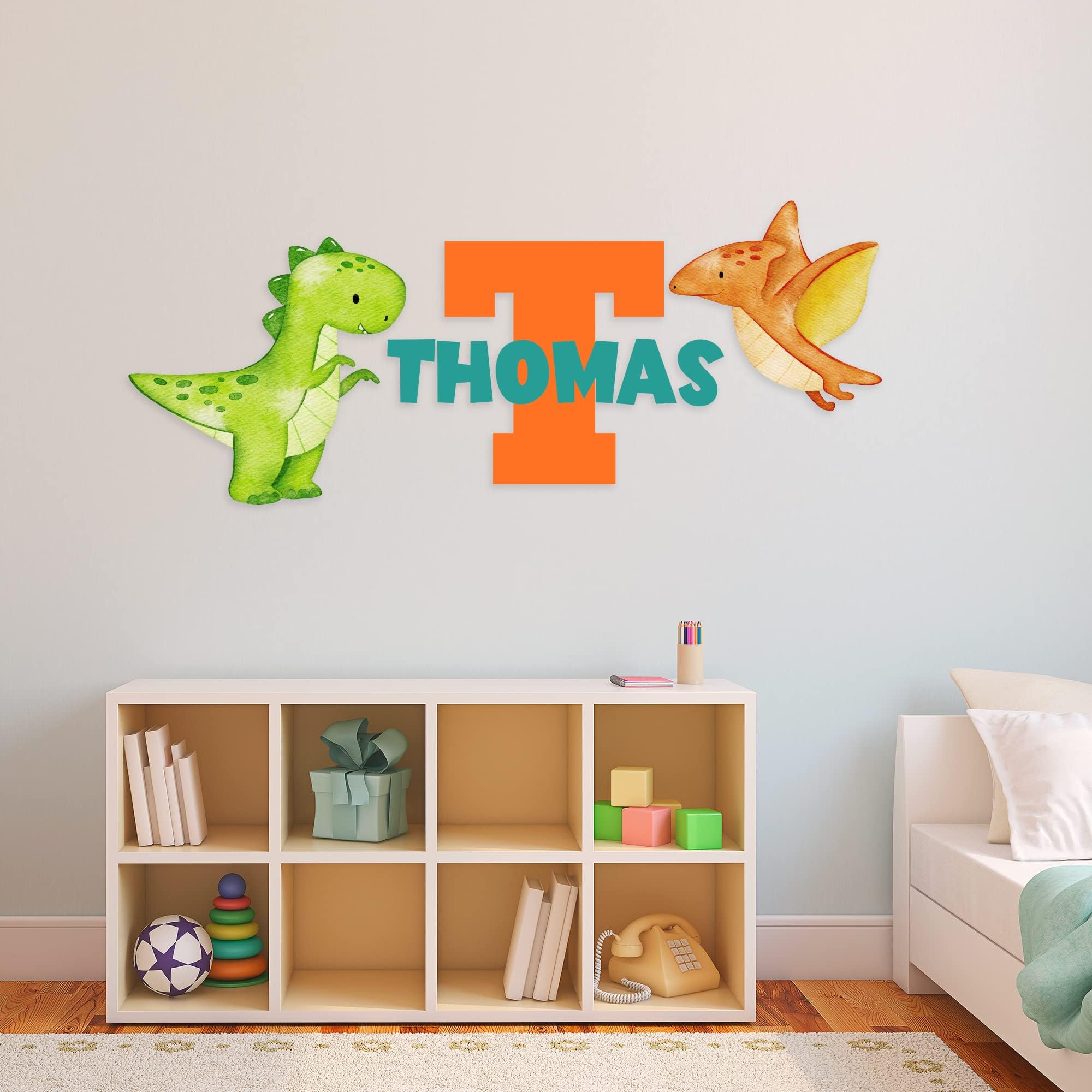 Amazon.com: Custom Name & Initial Dinosaur Wall Decals I Personalized ...