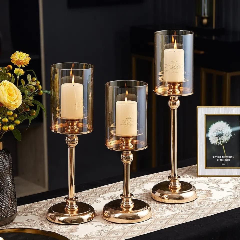 Amazon.com: Luxury Candle Holder for Table Centerpiece - Set of 3 ...