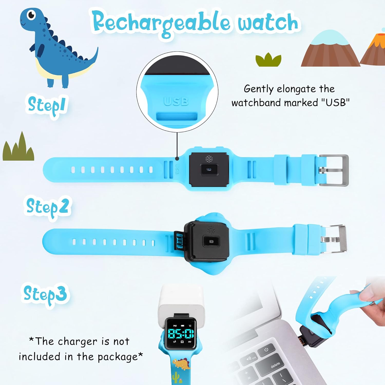 A ALPS Kids Potty Training Watch, Waterproof Digital Rechargeable ...