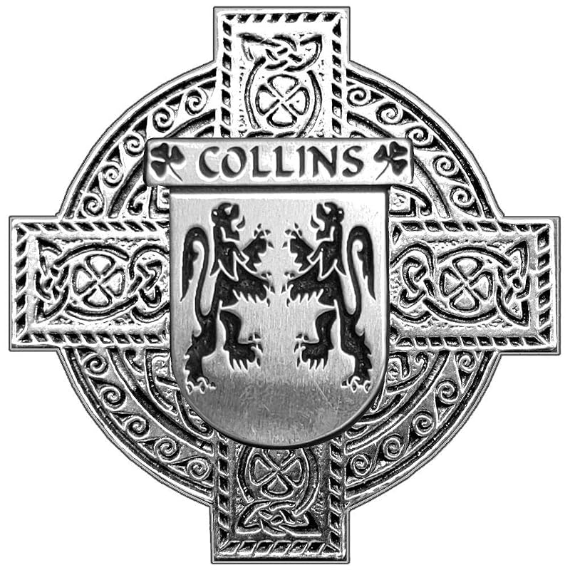 Collins Irish Family Coat Of Arms Celtic Cross Badge : Amazon.ca ...