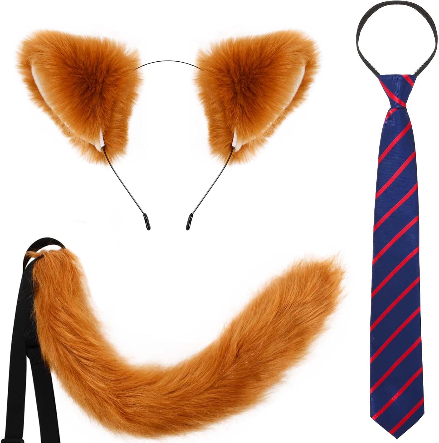 Amazon.com: 3 Pcs Fox Costume Include Fox Ears Headband Tail and Tie ...