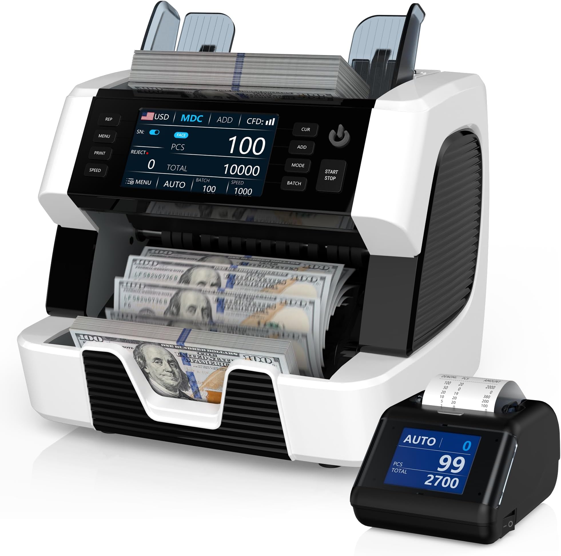Amazon.com : PONNOR Money Counter Machine Mixed Denomination, Serial ...