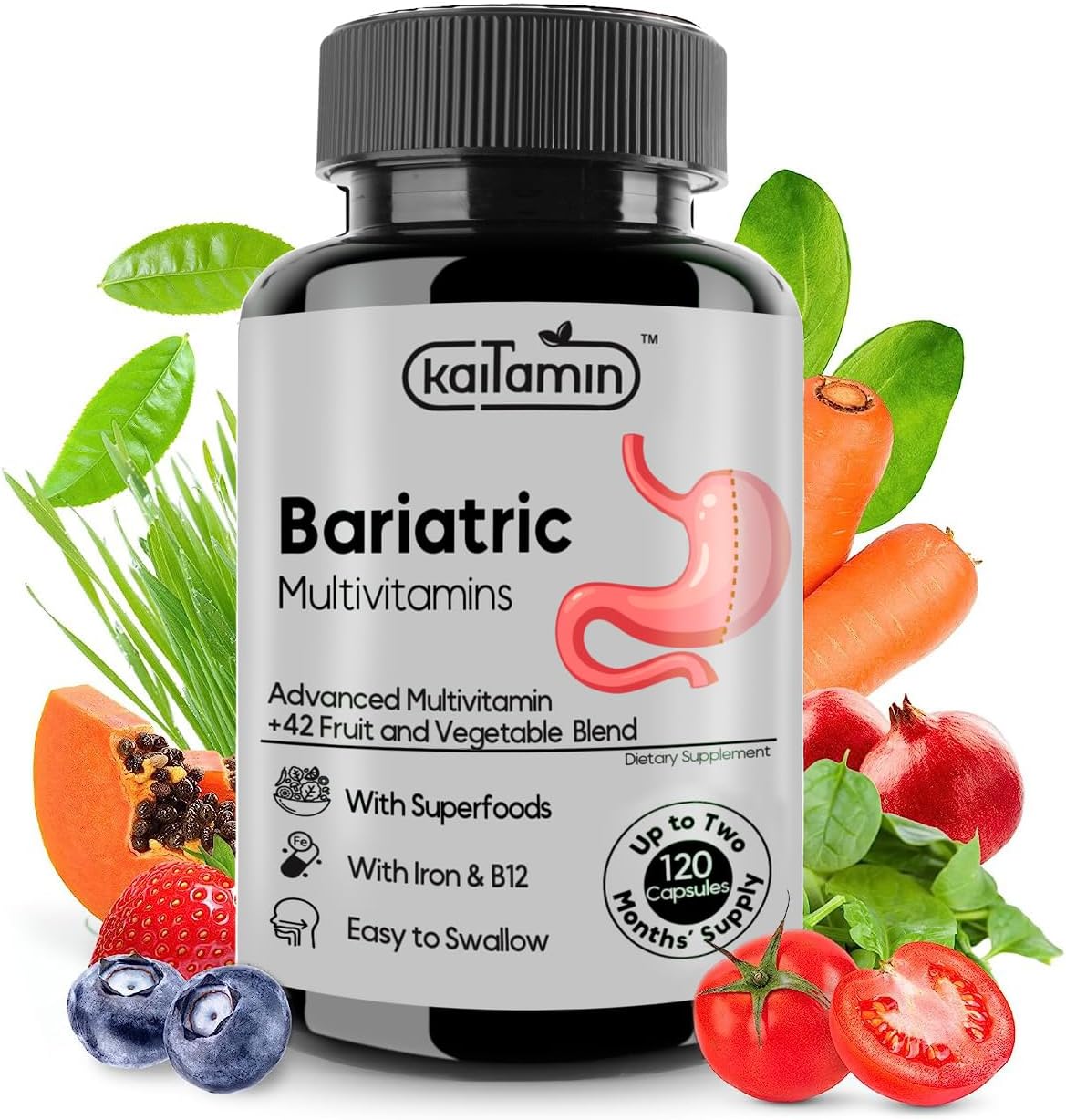 Amazon.com: Kaitamin Bariatric Multivitamin with Iron - Easy-to-Swallow ...