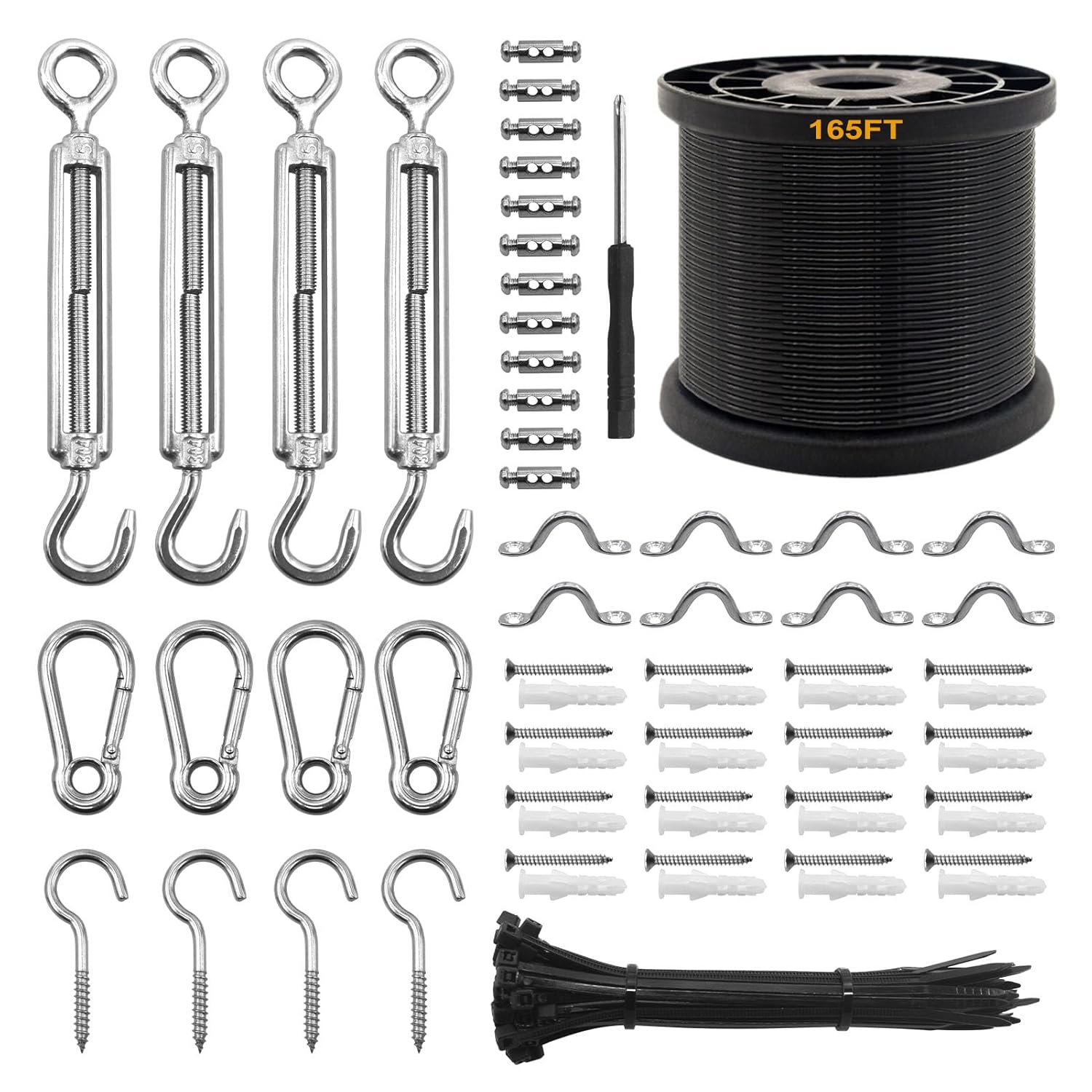 Amazon.com: BSTSLL 1/16 Wire Rope Kit, 165FT String Light Hanging Kit ...