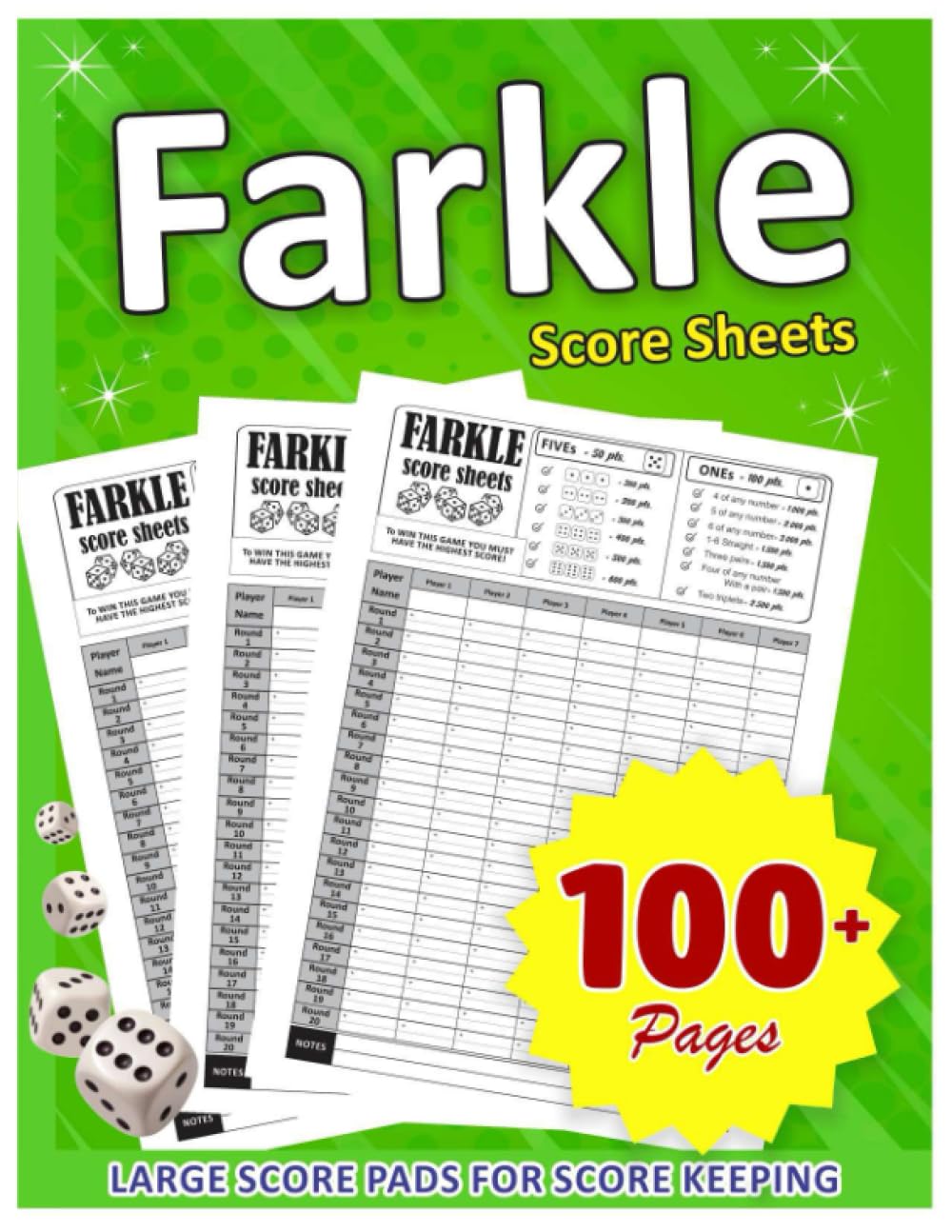Farkle Score Sheets: Large Print Score Pads, (8.5 x 11 Inches ) 100 ...